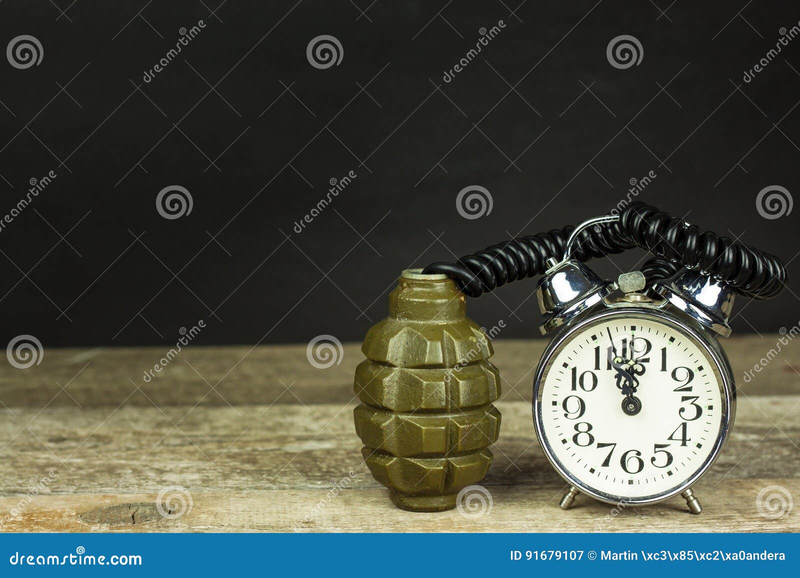 Grenade and Old Alarm Clock. Timed Bomb. the Concept of Terrorism ...
