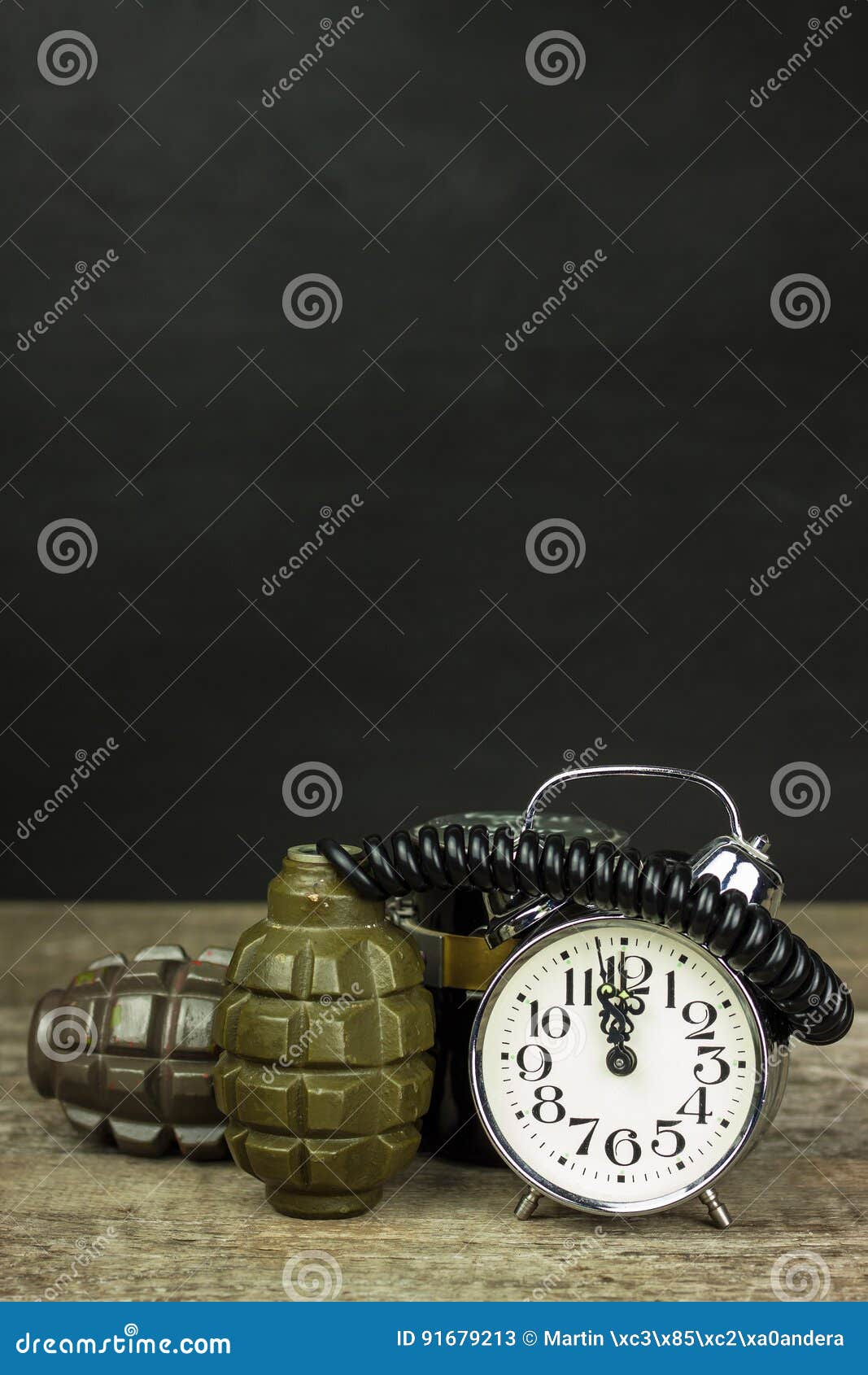 Grenade and Old Alarm Clock. Timed Bomb. the Concept of Terrorism ...