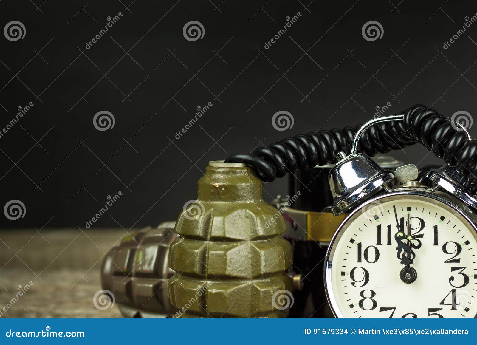 Grenade and Old Alarm Clock. Timed Bomb. the Concept of Terrorism ...