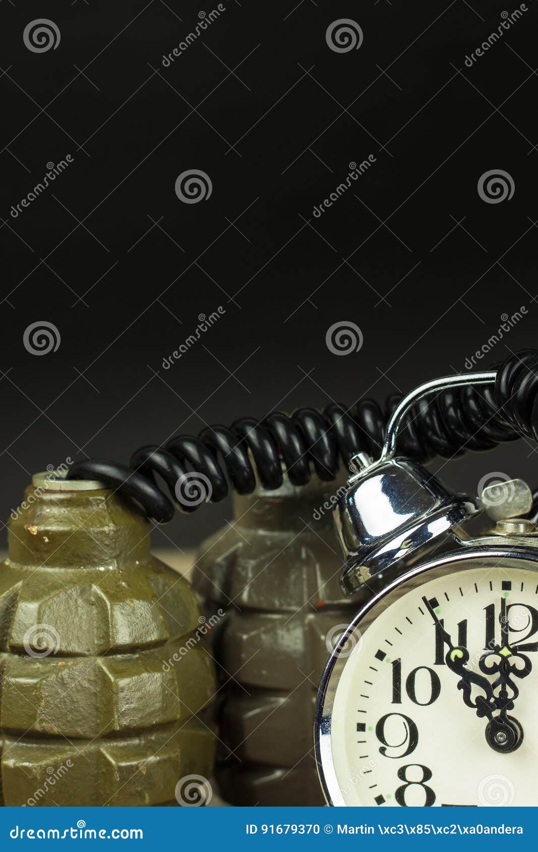 Grenade and Old Alarm Clock. Timed Bomb. the Concept of Terrorism ...