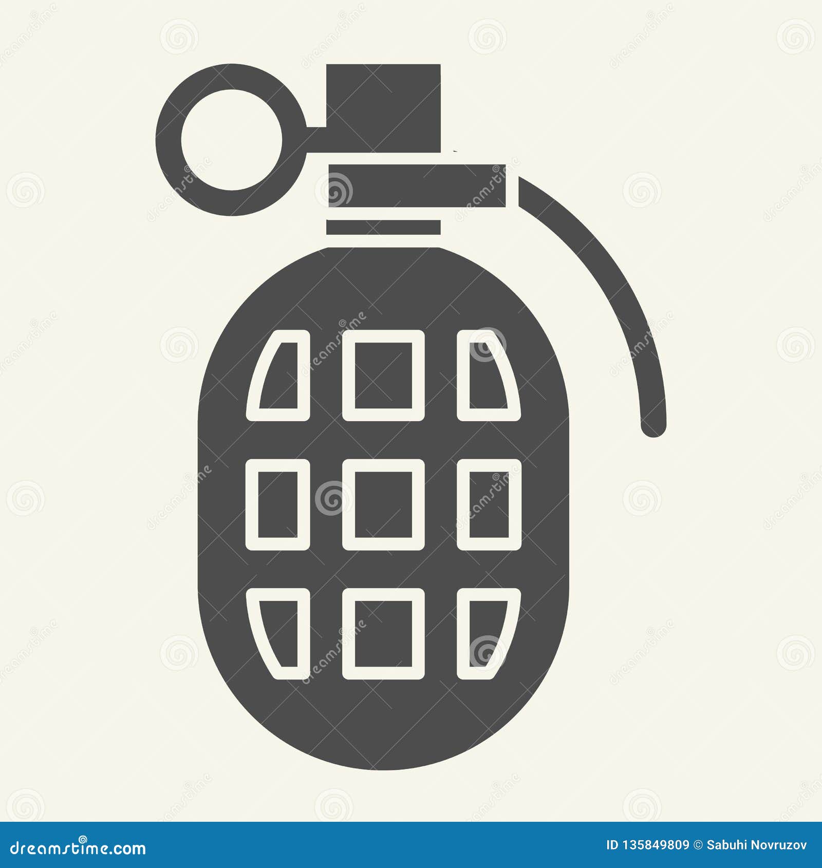 Grenade Solid Icon. Fragmentation Grenade Vector Illustration Isolated ...