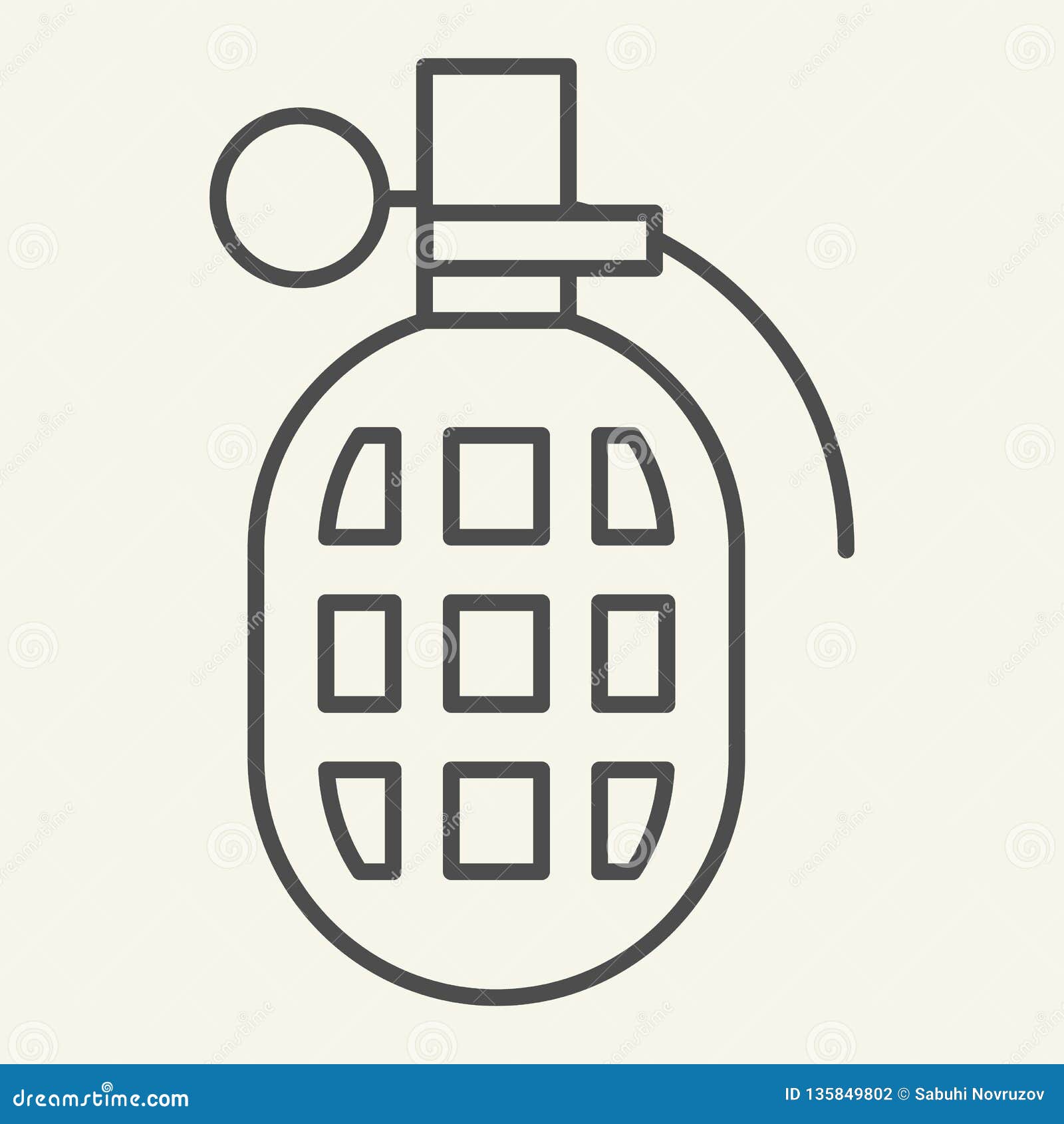 Grenade Thin Line Icon. Fragmentation Grenade Vector Illustration ...