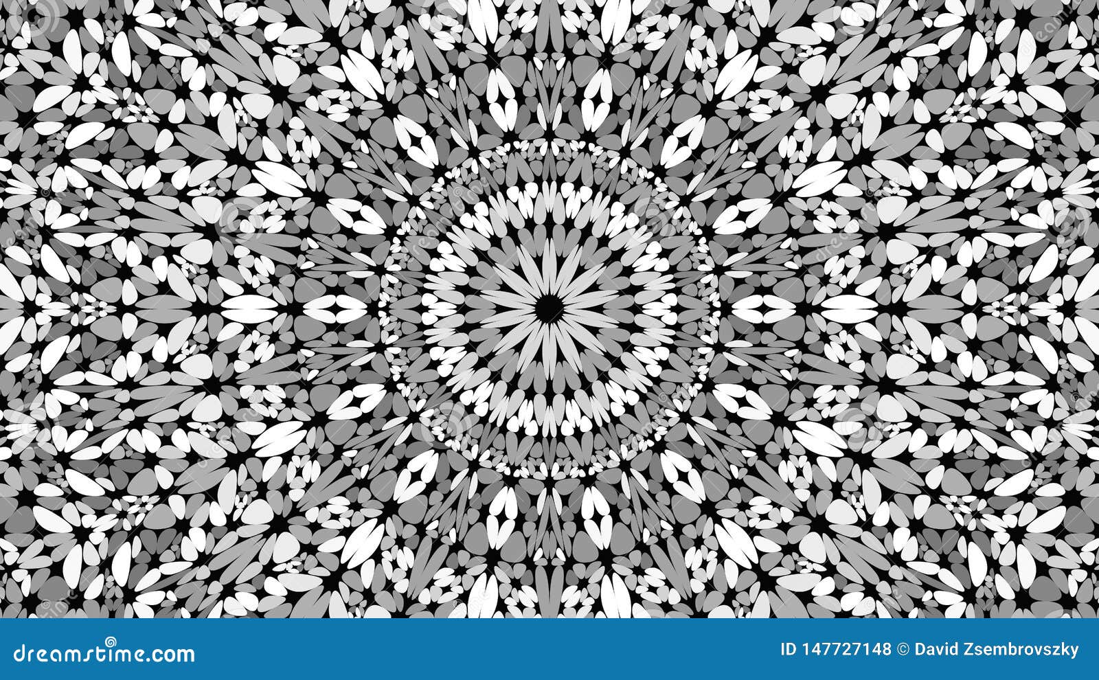 Grey Abstract Flower Kaleidoscope Mandala Pattern Background Stock ...