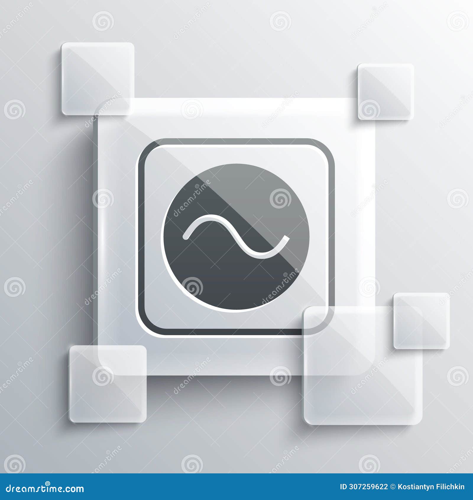 Grey AC Voltage Source Symbol Icon Isolated on Grey Background ...