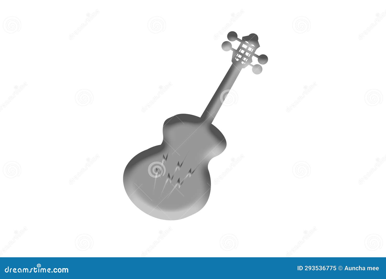 Grey Acoustic Guitar Isolated on White Background Stock Image - Image ...