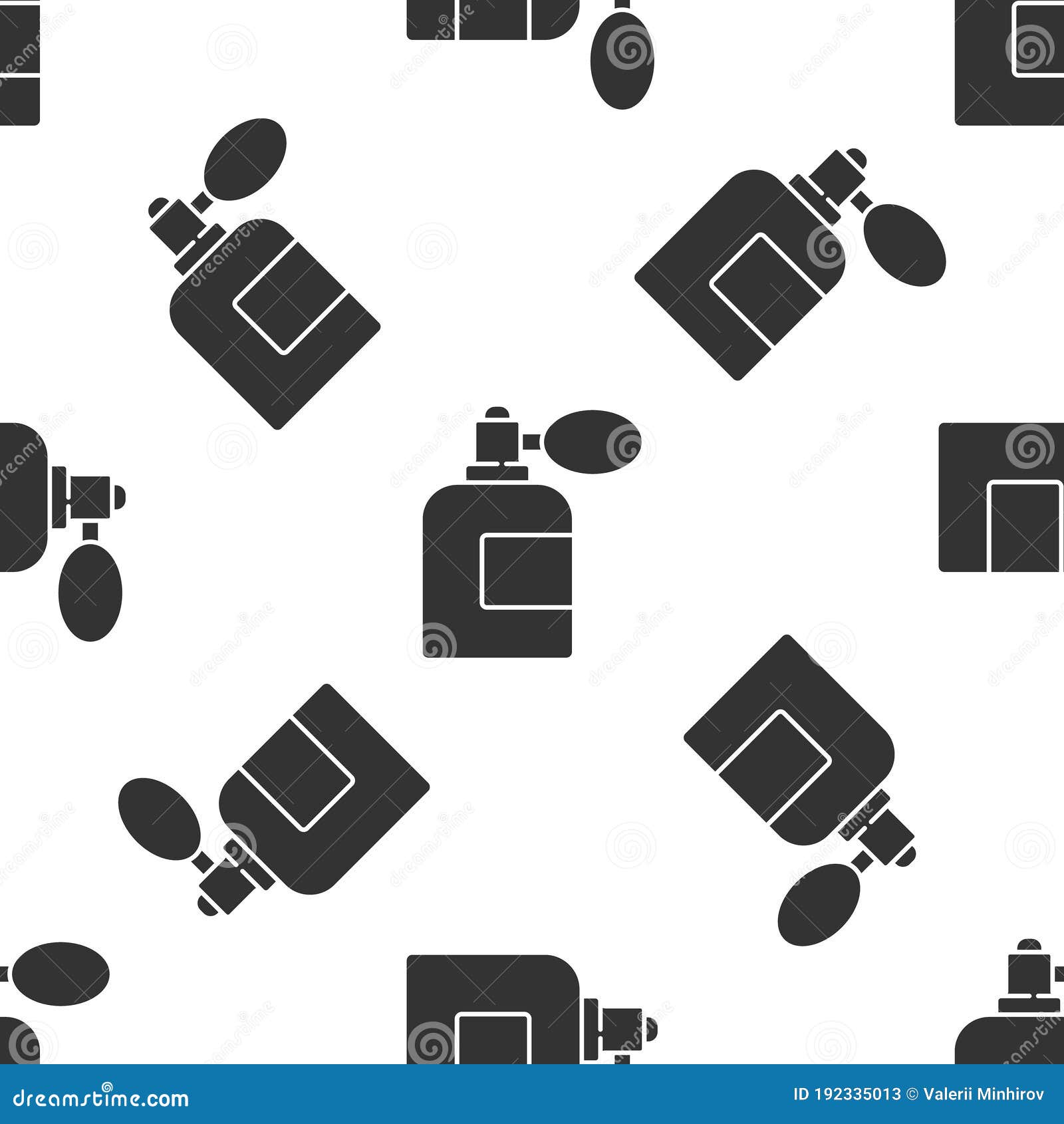 Grey Aftershave Bottle with Atomizer Icon Isolated Seamless Pattern on ...