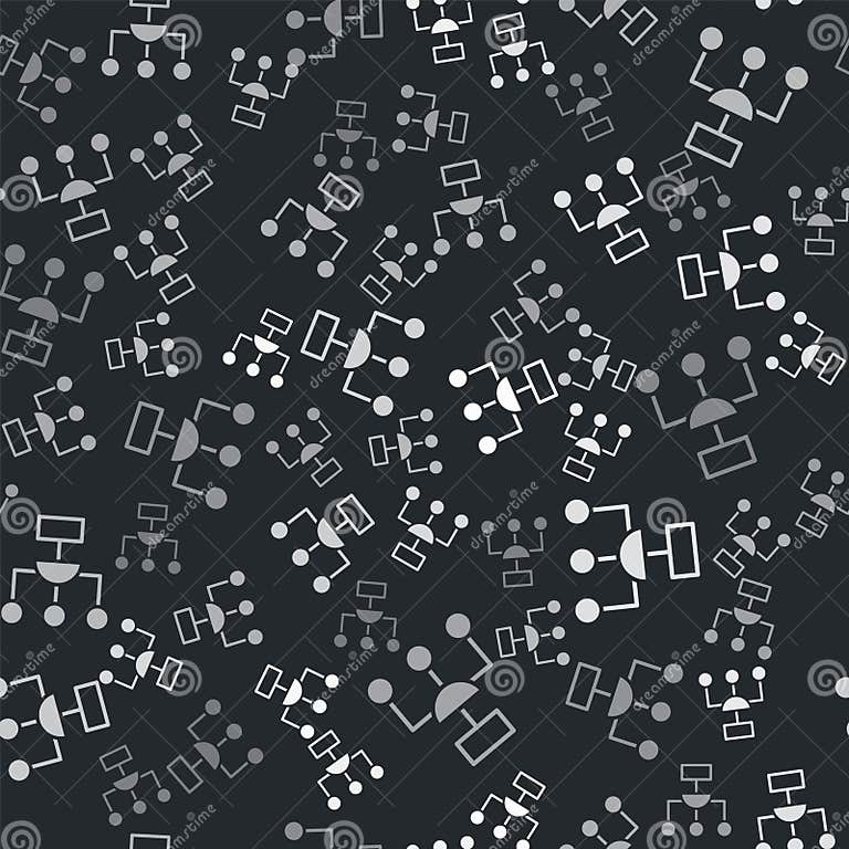 Grey Algorithm Icon Isolated Seamless Pattern on Black Background ...