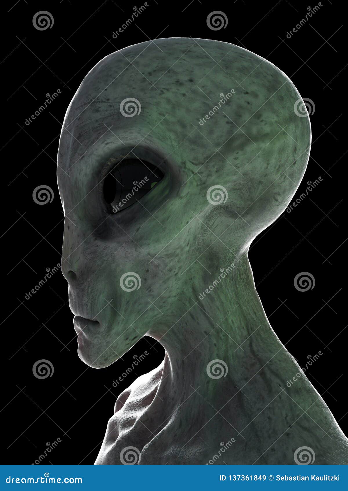 Grey alien stock illustration. Illustration of fiction - 137361849
