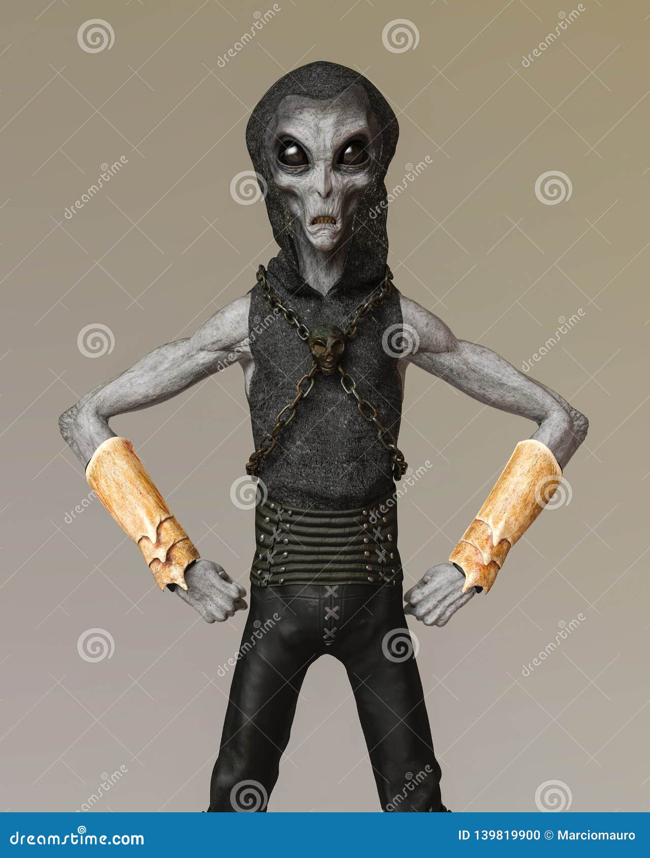 Grey Alien from the Darkness Stock Illustration - Illustration of ...