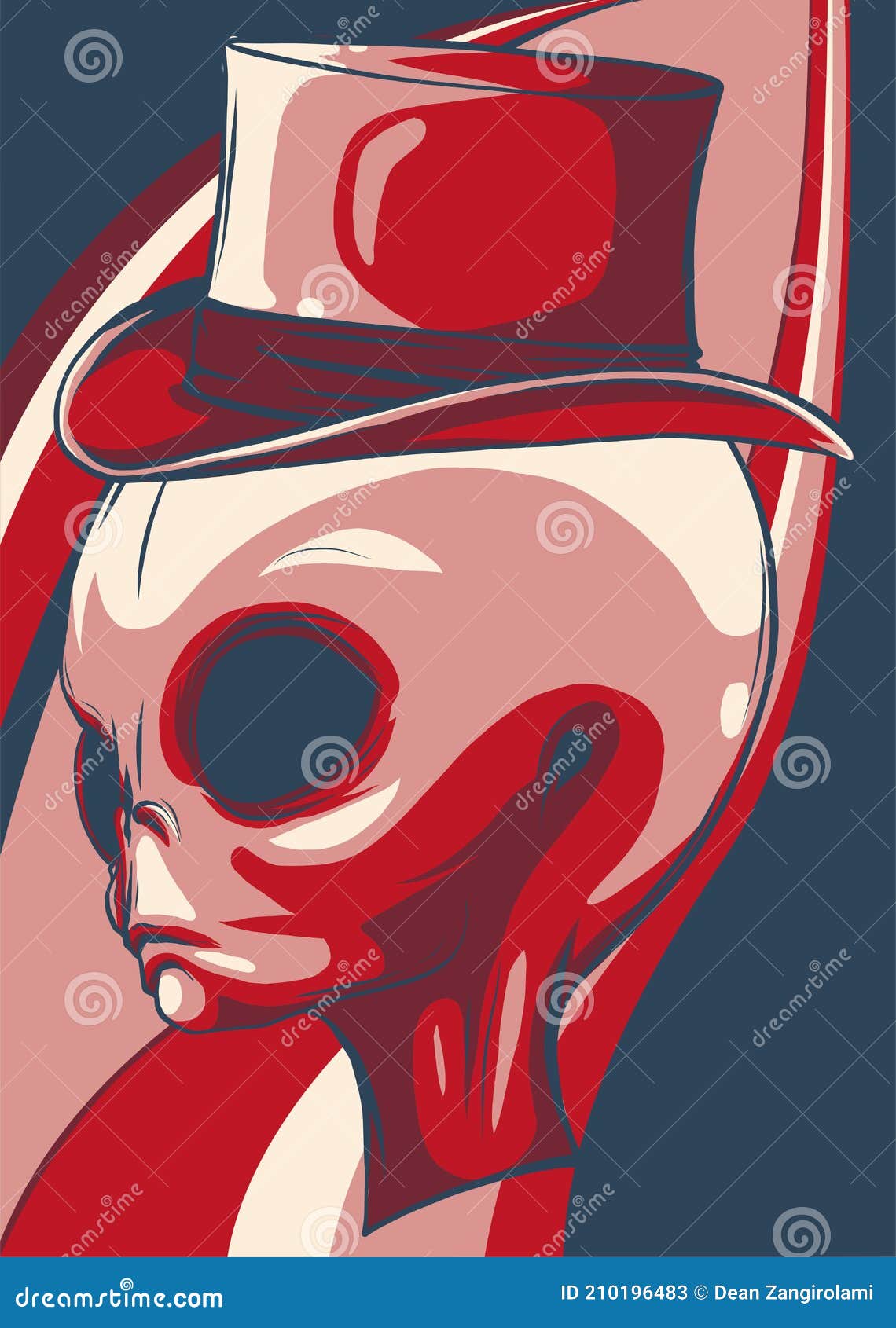 The Grey Alien Head with Hat Vector Illustration Stock Vector ...