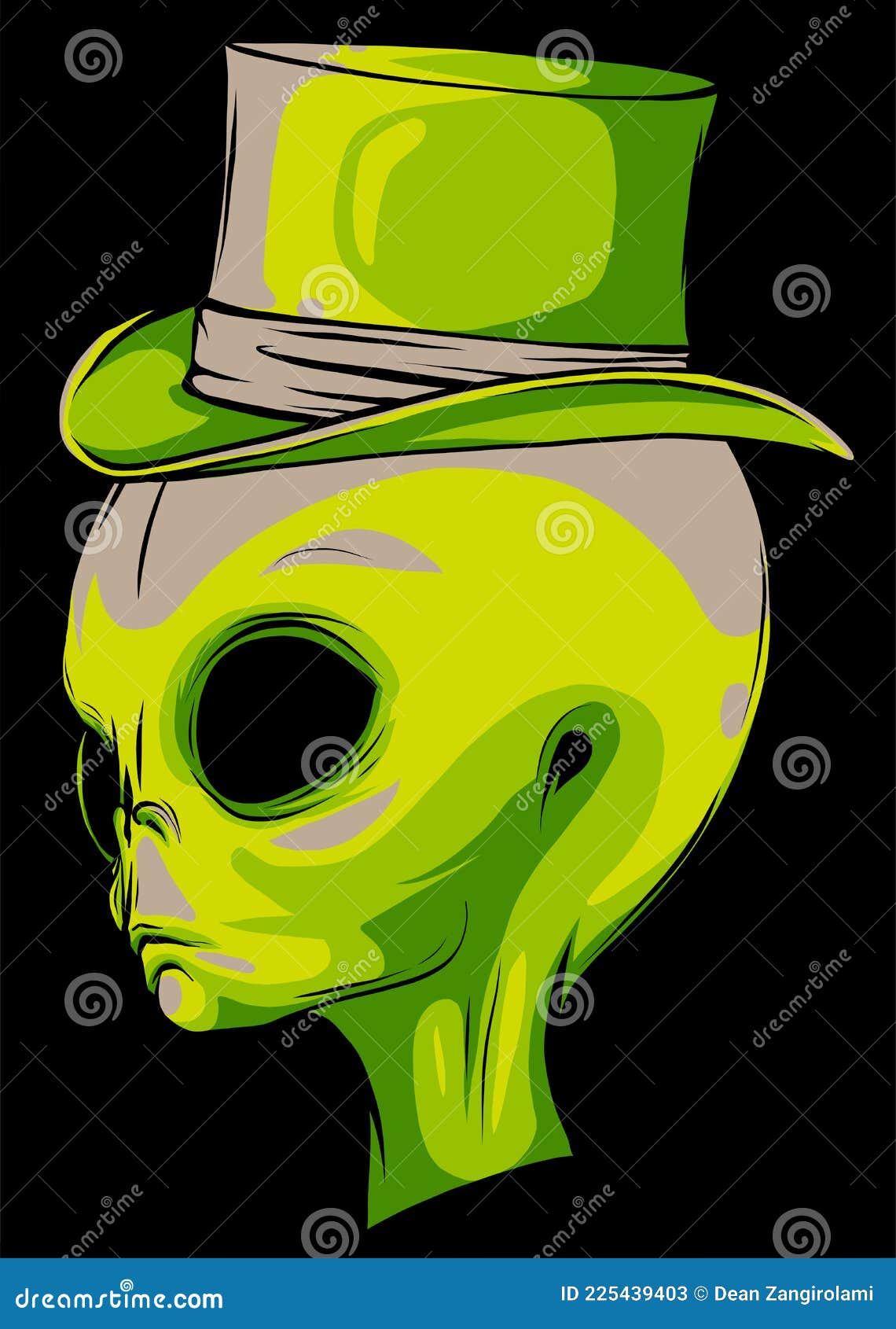 The Grey Alien Head with Hat Vector Illustration Stock Vector ...