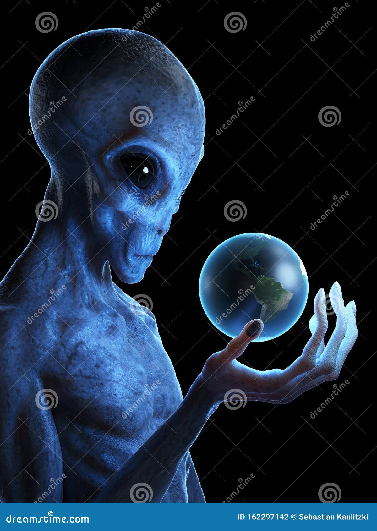 Alien Holding Blank Banner Flat Cartoon Vector Illustration ...