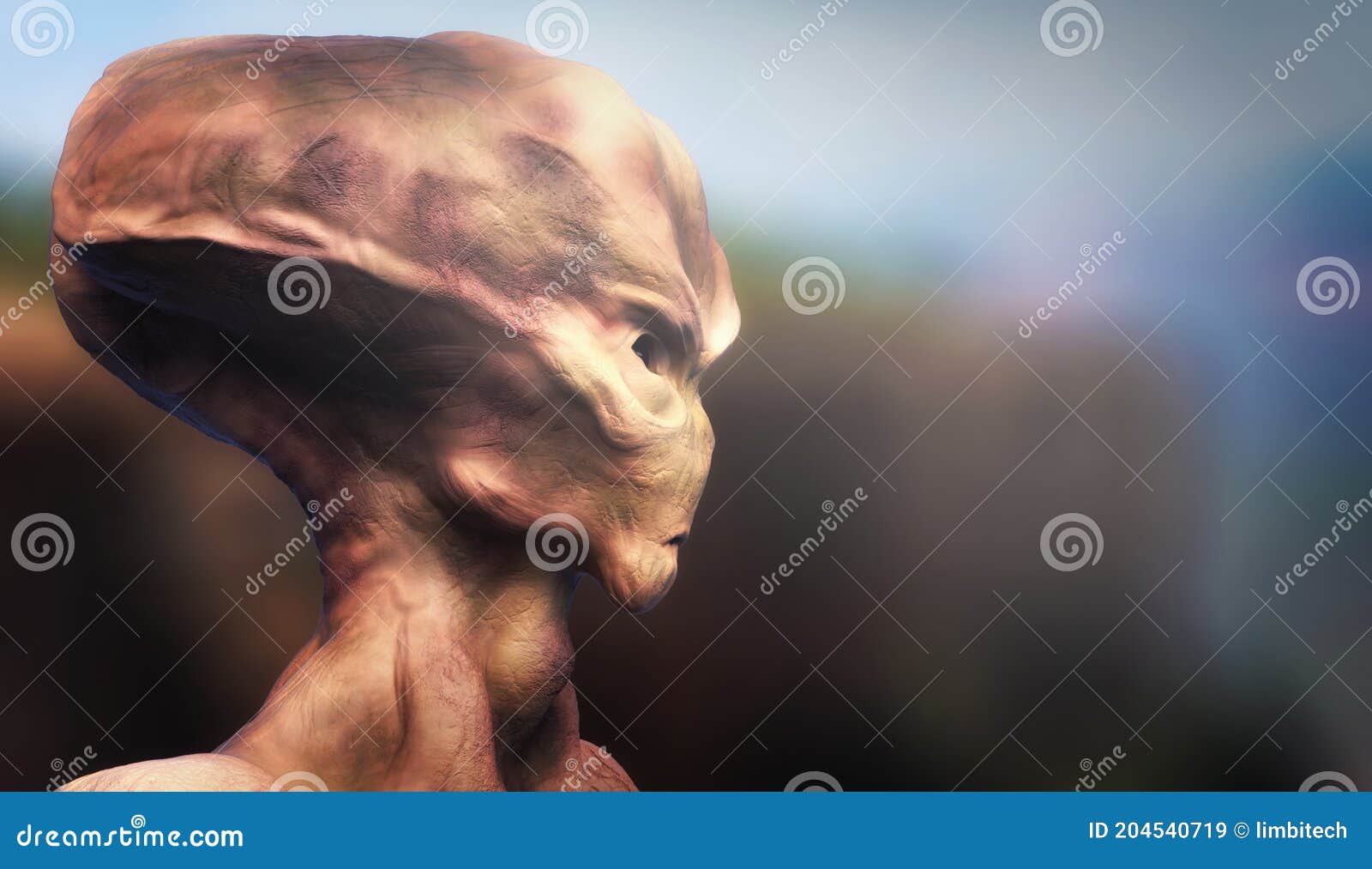 Grey Alien Portrait Extremely Realistic High Resolution 3d Illustration ...