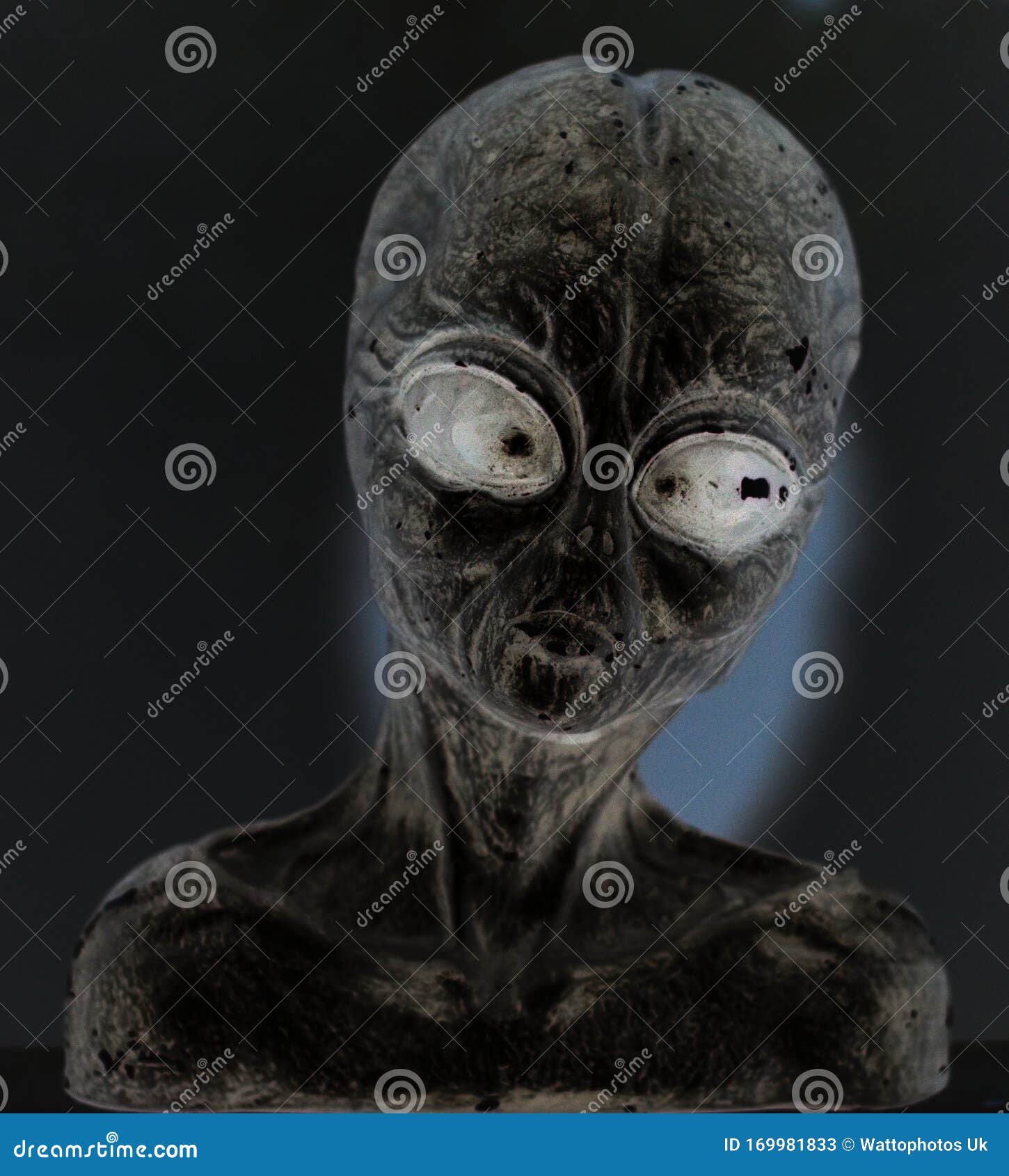 Grey Alien Statue Negative Effect Close Style Image Stock Image - Image ...