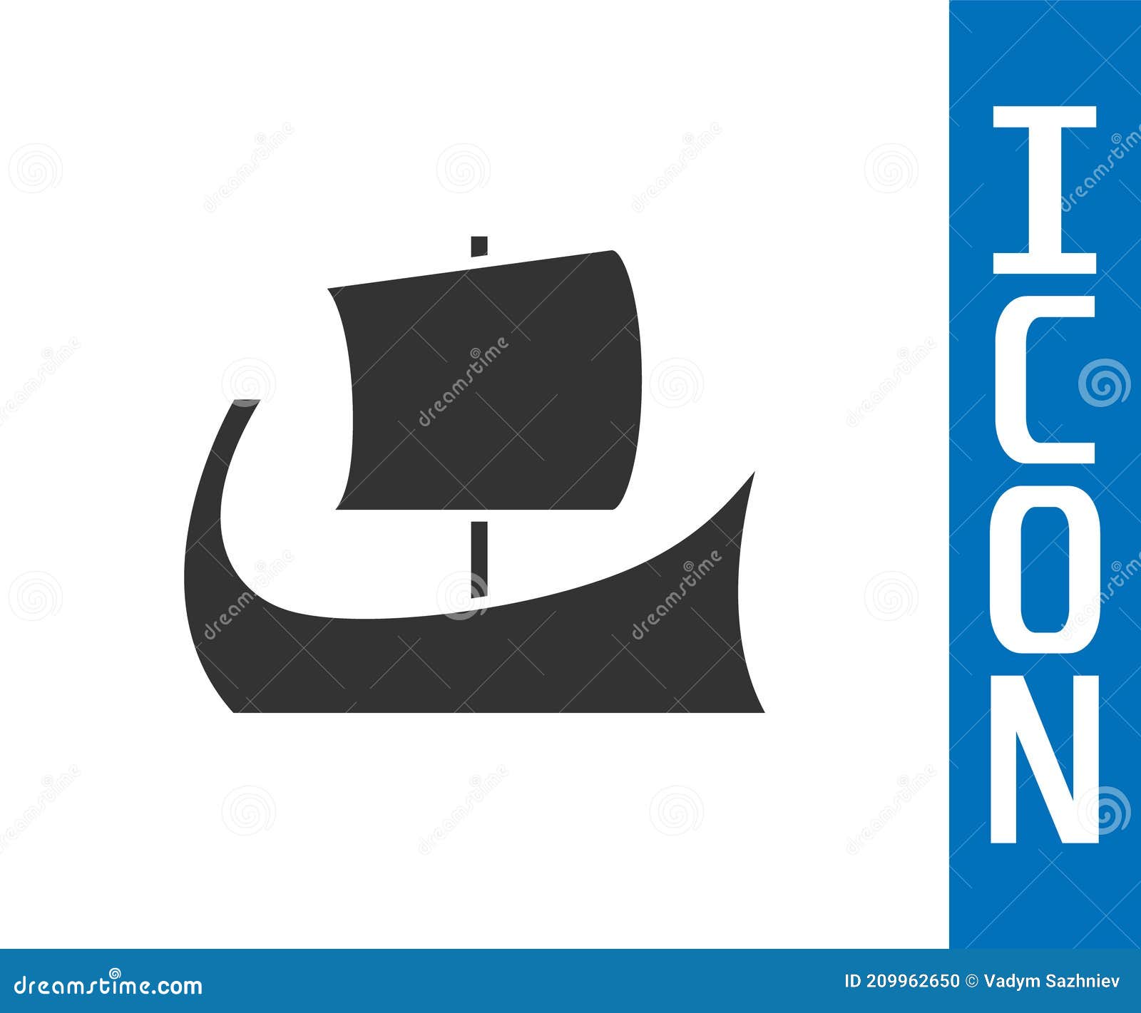 Grey Ancient Greek Trireme Icon Isolated on White Background. Vector ...