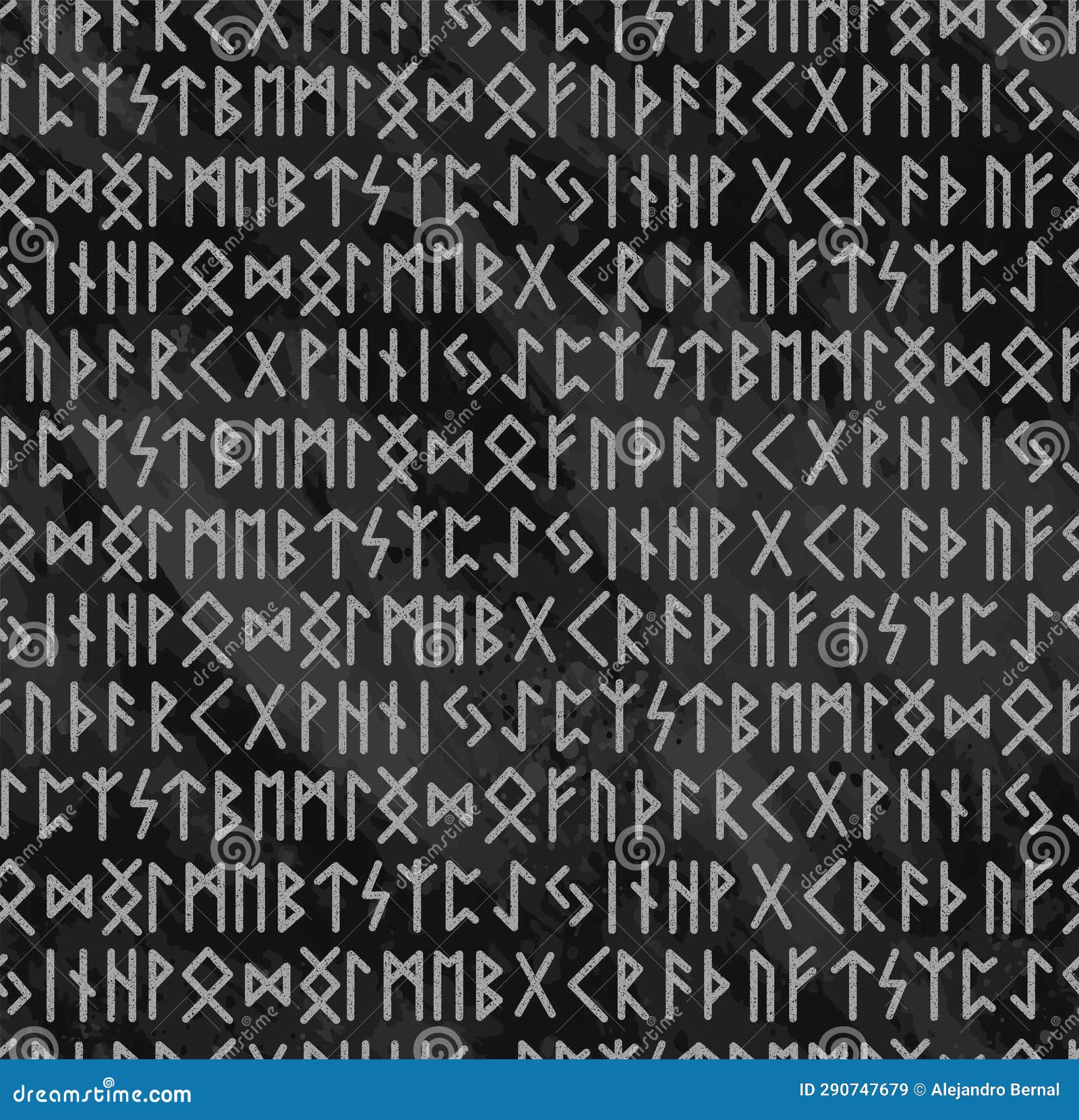 Grey Ancient Viking Runes Alphabet Pattern Over a Dark Water Color ...