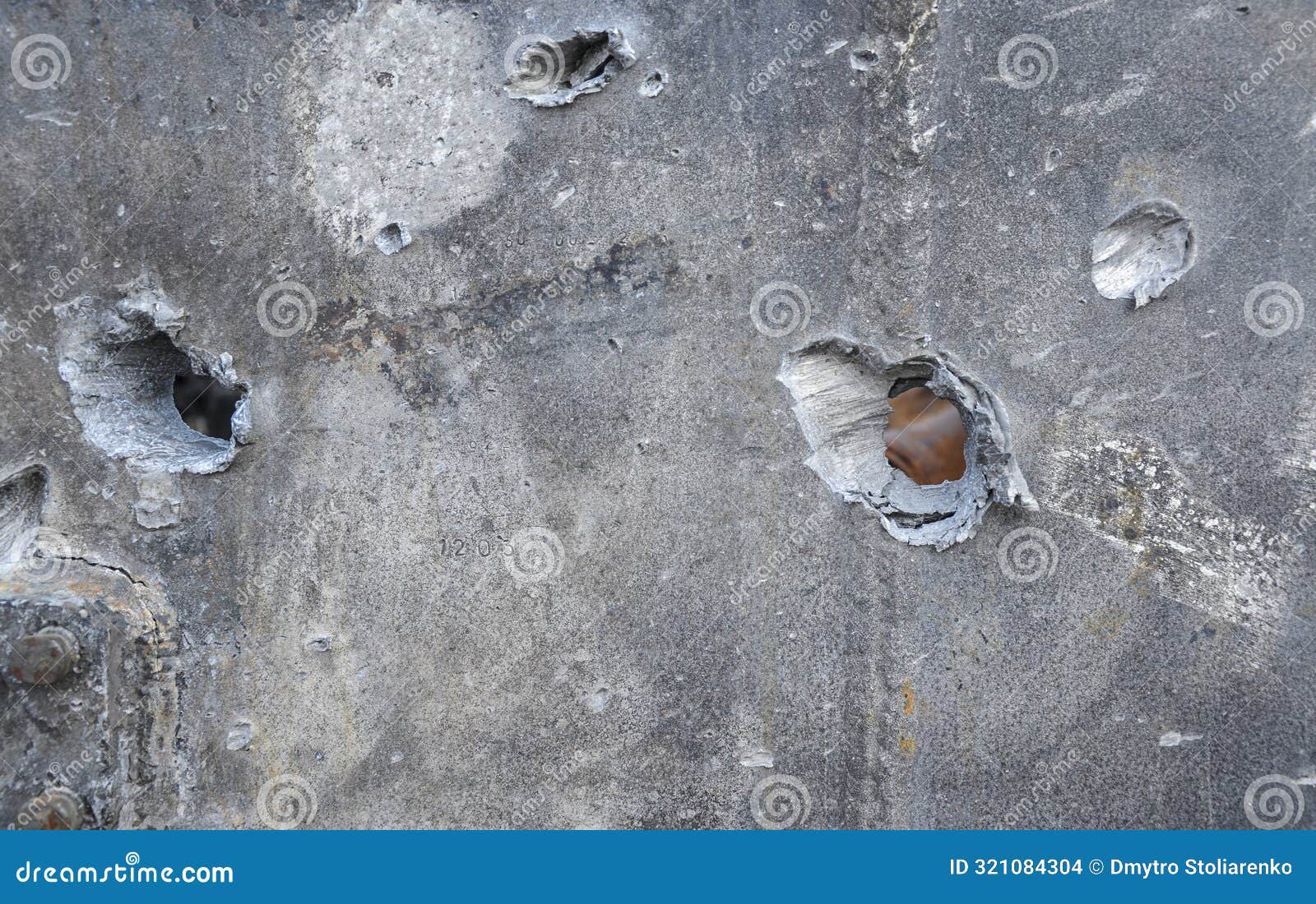 Grey Armored Metal with Damage and Holes Stock Photo - Image of ...