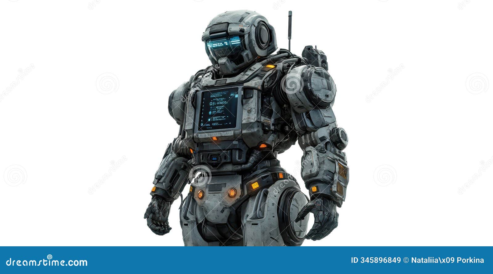 Grey Armored Robot Isolated on Transparent Background Stock Image ...