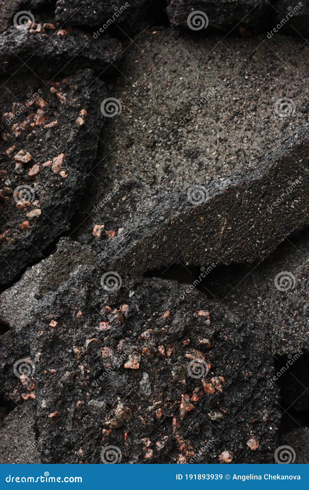 Grey Asphalt is Lying in Chunks on the Road Stock Image - Image of ...