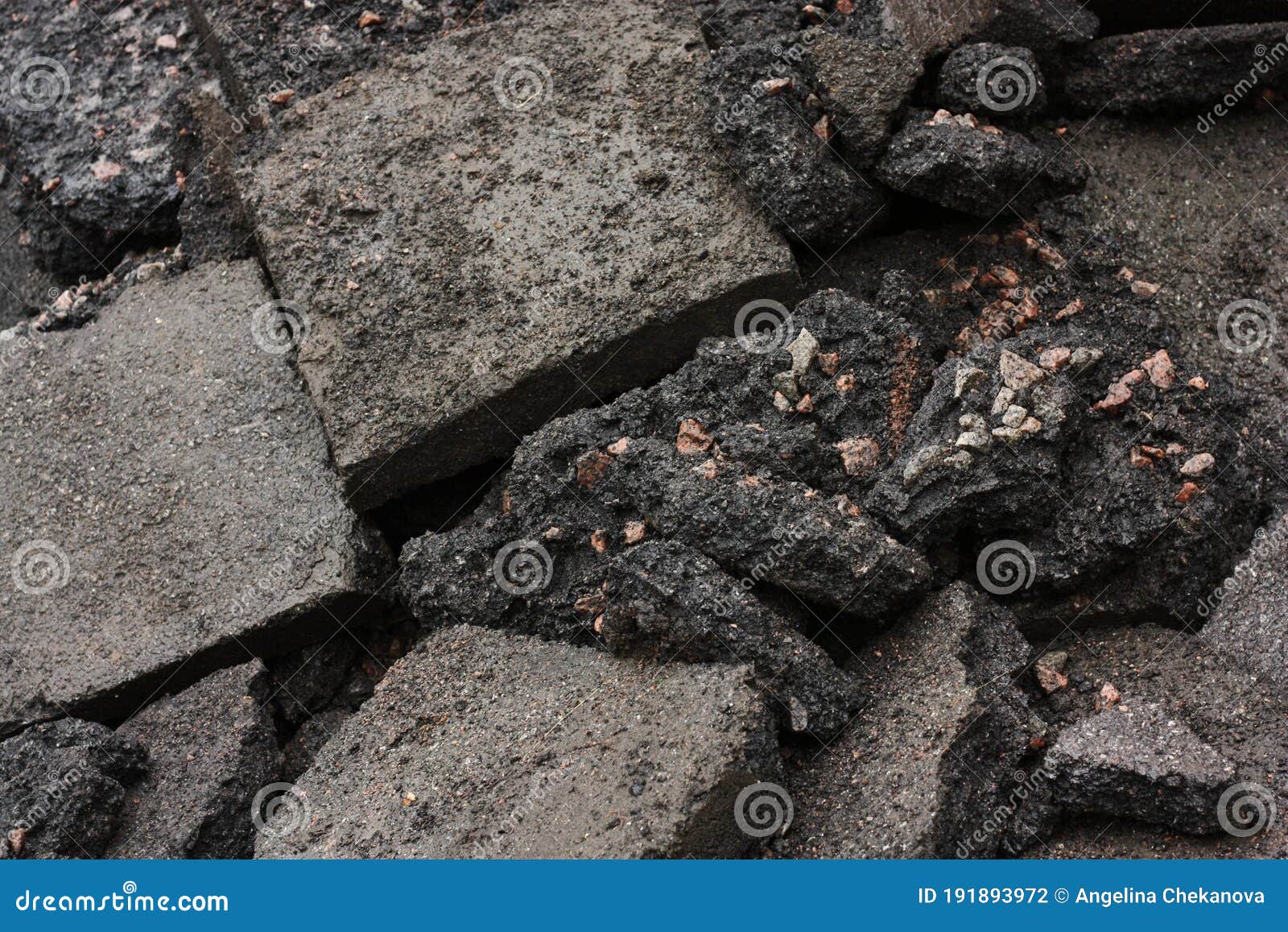 Grey Asphalt is Lying in Chunks on the Road Stock Photo - Image of road ...