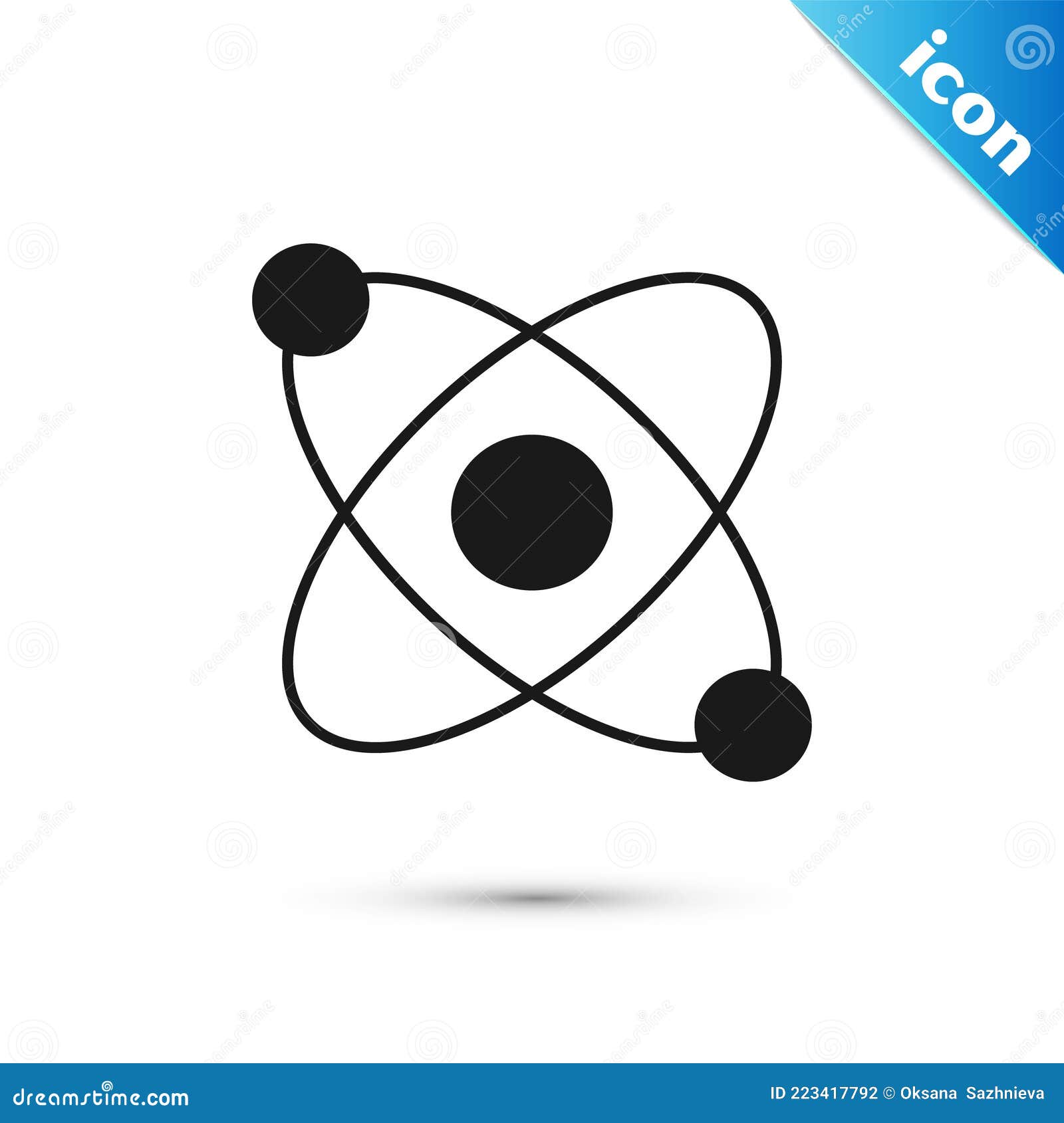 Grey Atom Icon Isolated on White Background. Symbol of Science ...