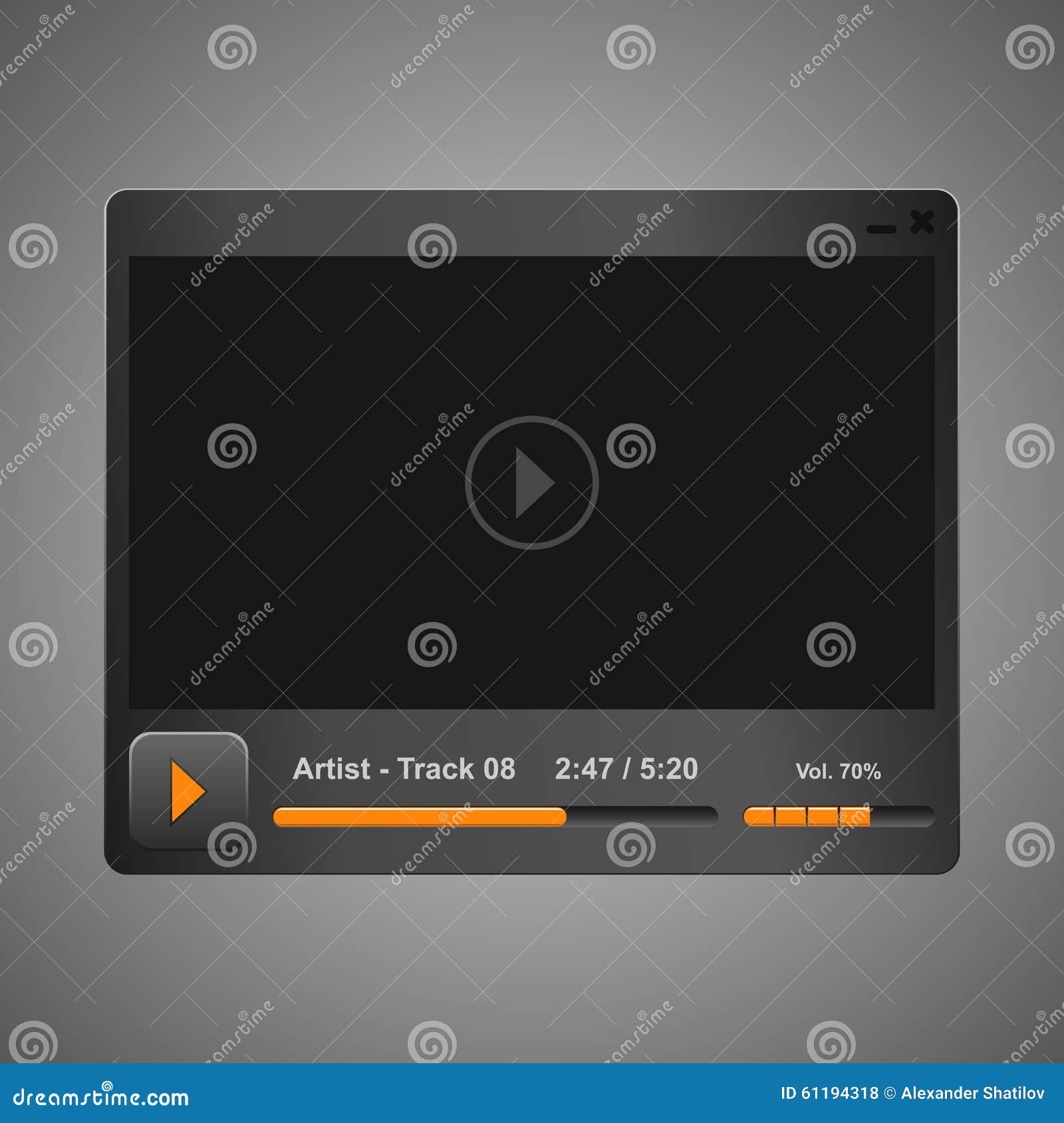 Grey audio, video player stock illustration. Illustration of glossy ...