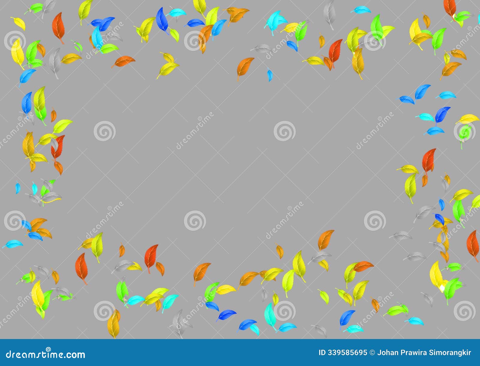 Grey Background with Colorful Leaf Frame. Stock Illustration ...