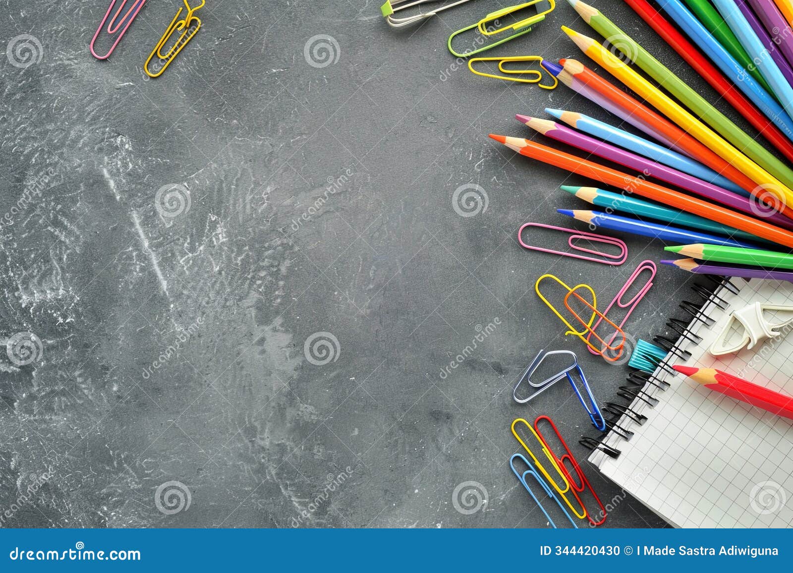Grey Background Desk Featuring Colored Pencils, Great for Web Banner ...