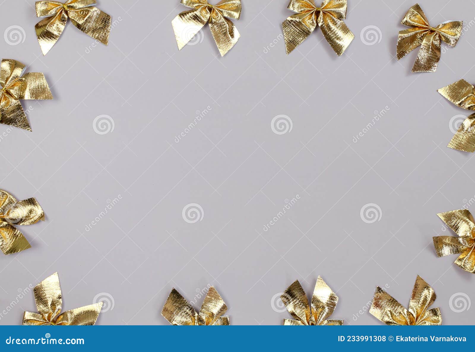 Grey Background with Gold Bow Frame Stock Photo - Image of glamour ...