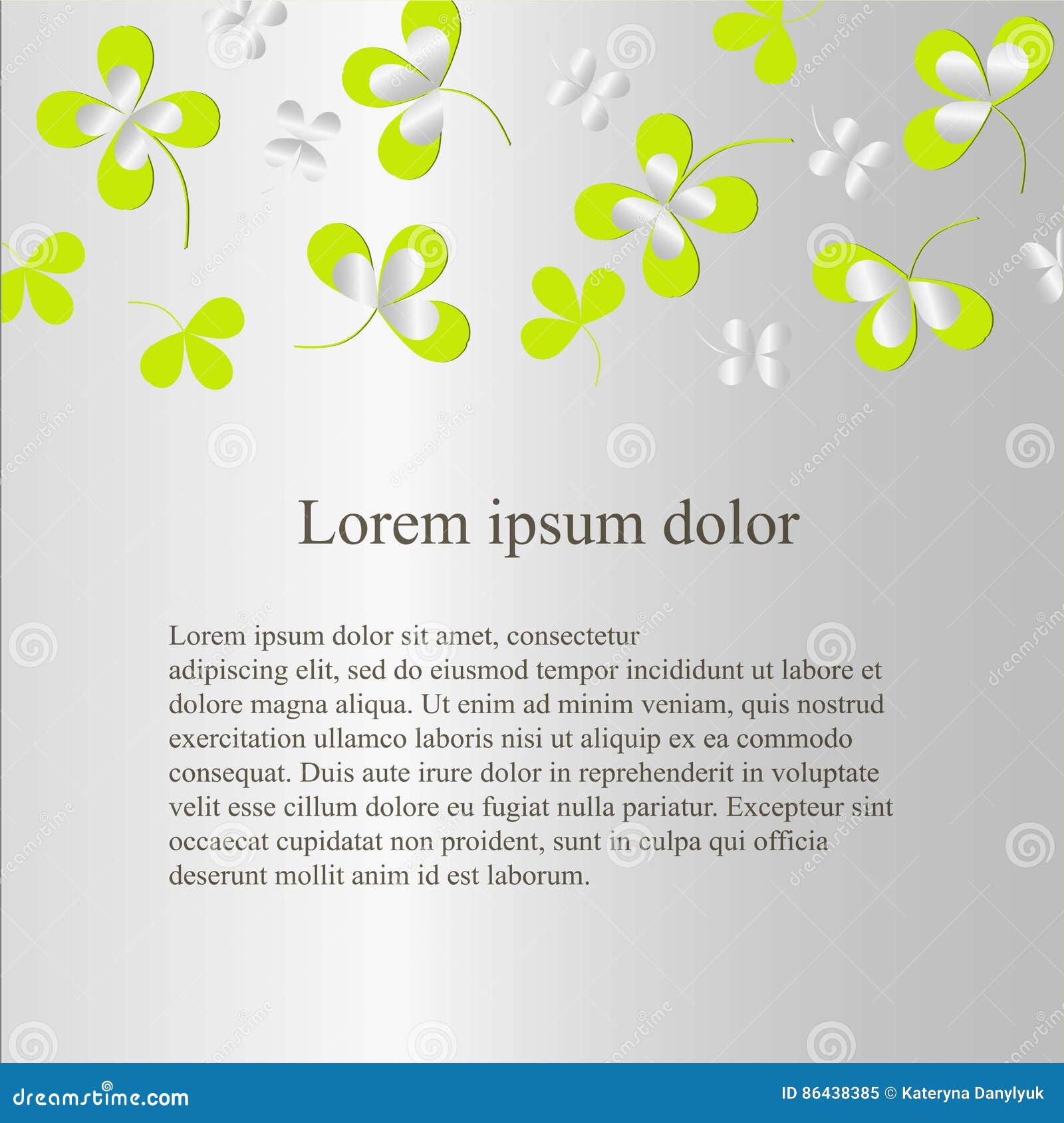 Grey Background with Green Clover Leafs, Lorem Ipsum Stock Vector ...