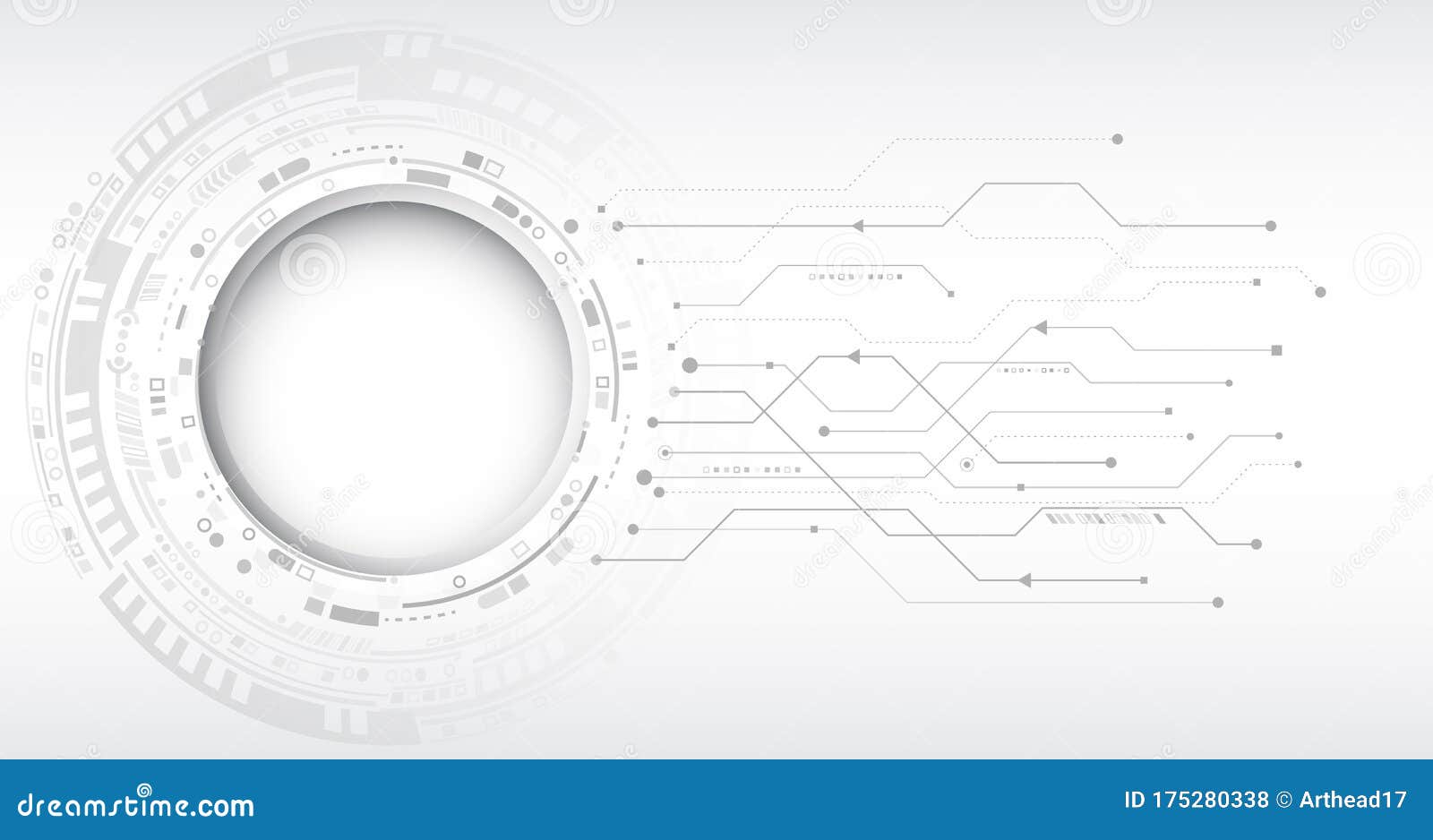 Grey Background with Various Technological Elements. Hi-tech Computer ...