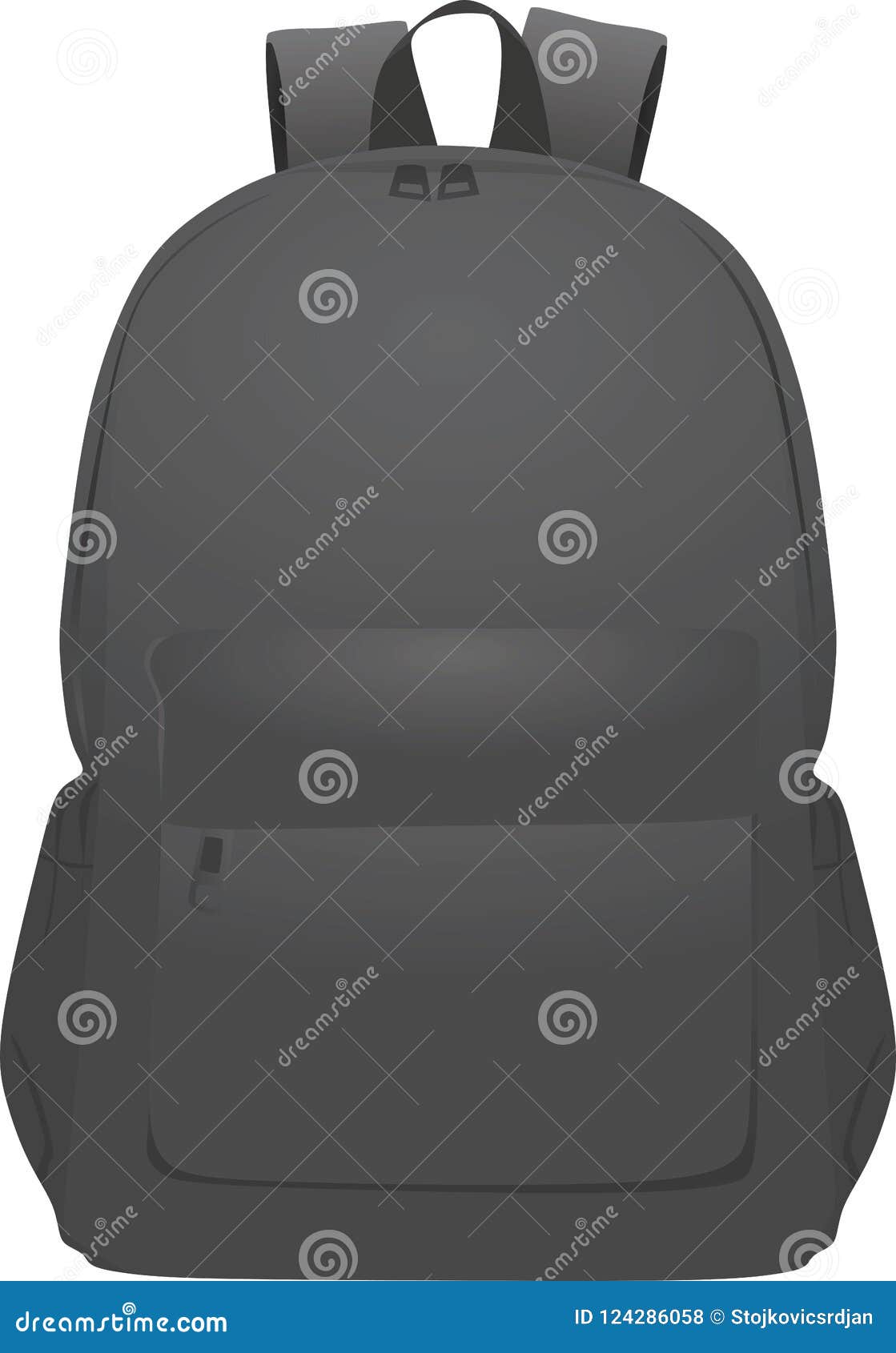 Grey backpack front view stock vector. Illustration of hiking - 124286058
