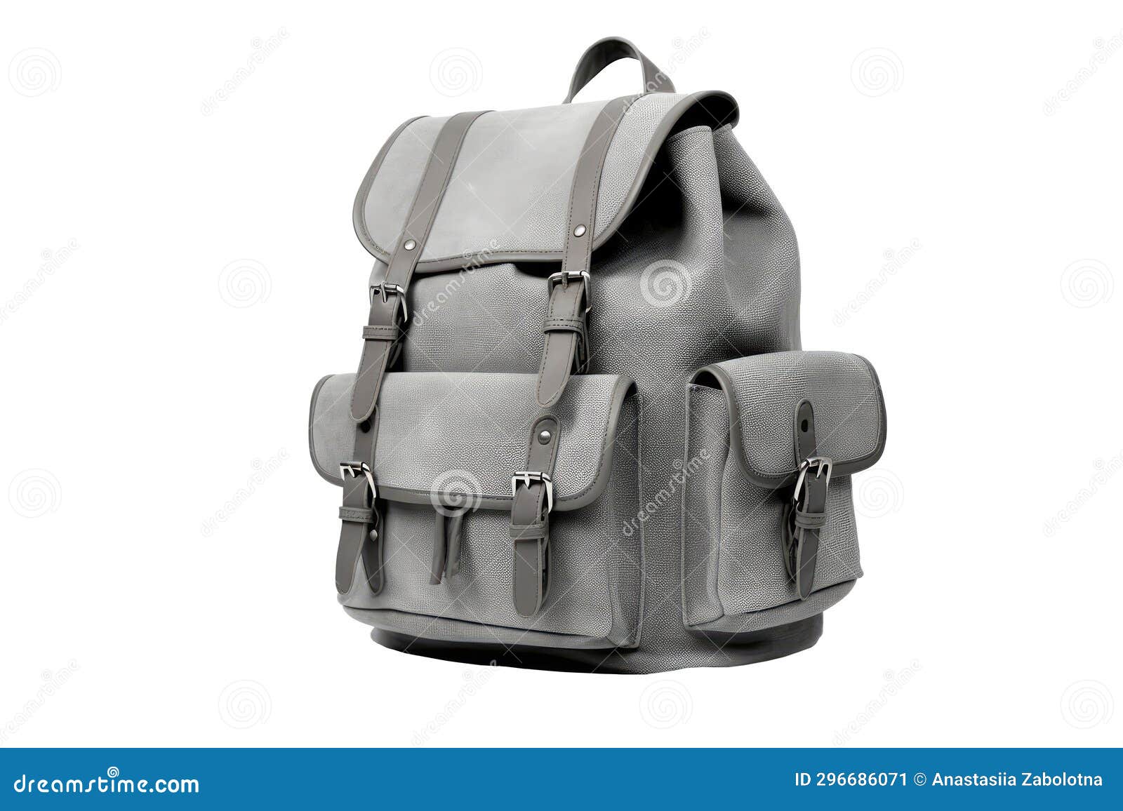 Grey Backpack on White Background Stock Illustration - Illustration of ...