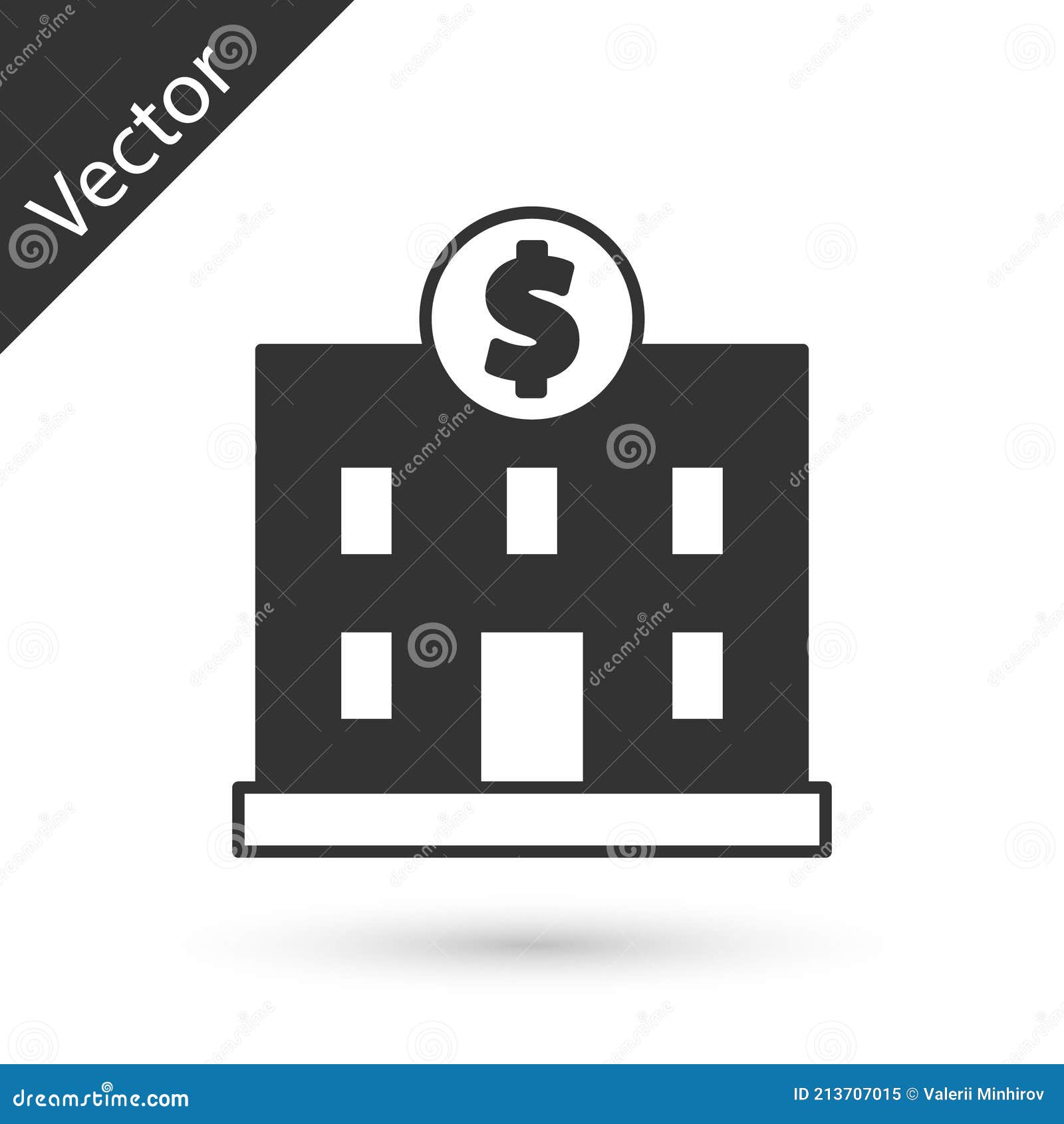 Grey Bank Building Icon Isolated on White Background. Vector Stock ...