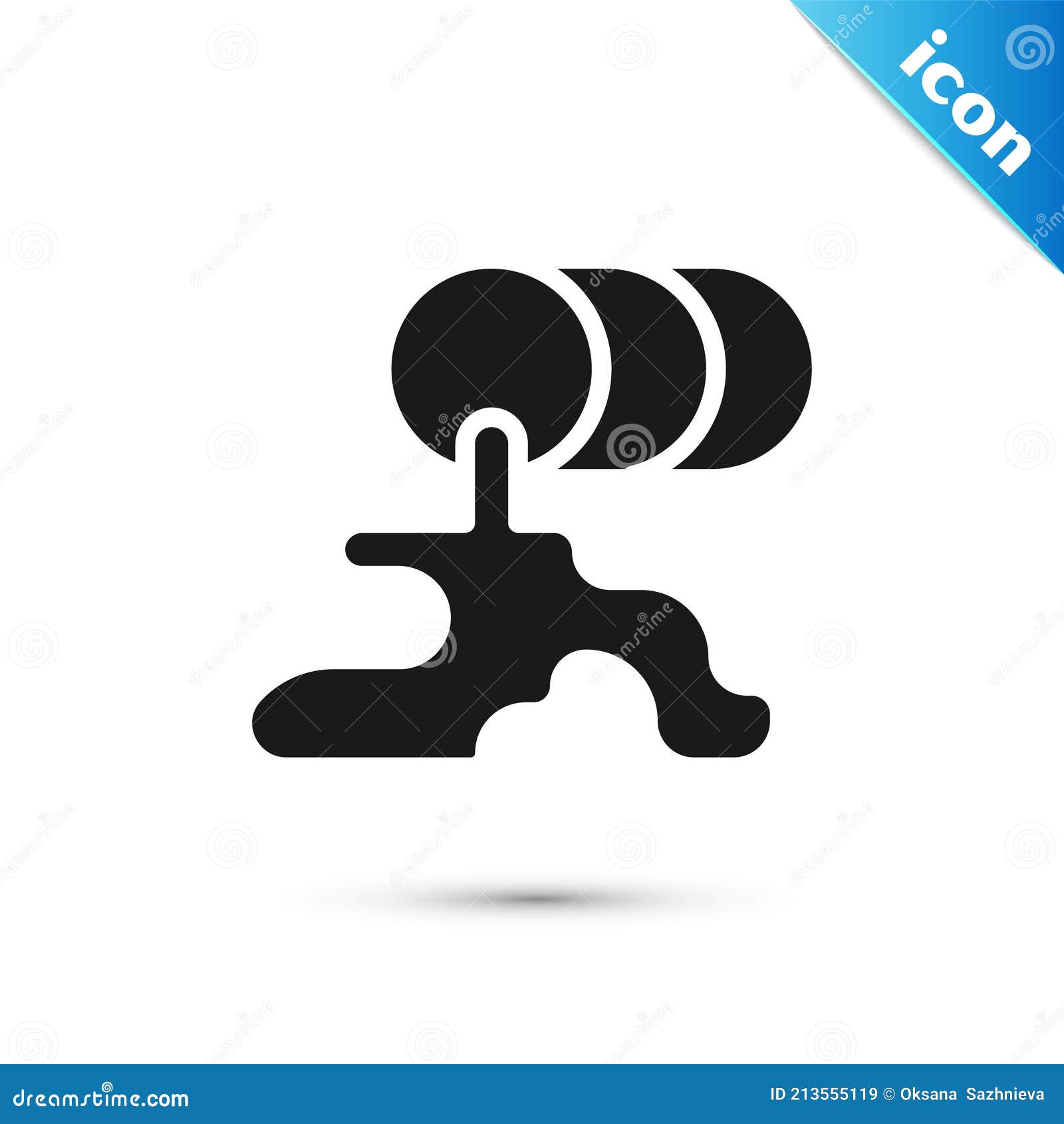 Grey Barrel Oil Leak Icon Isolated on White Background. Vector Stock ...