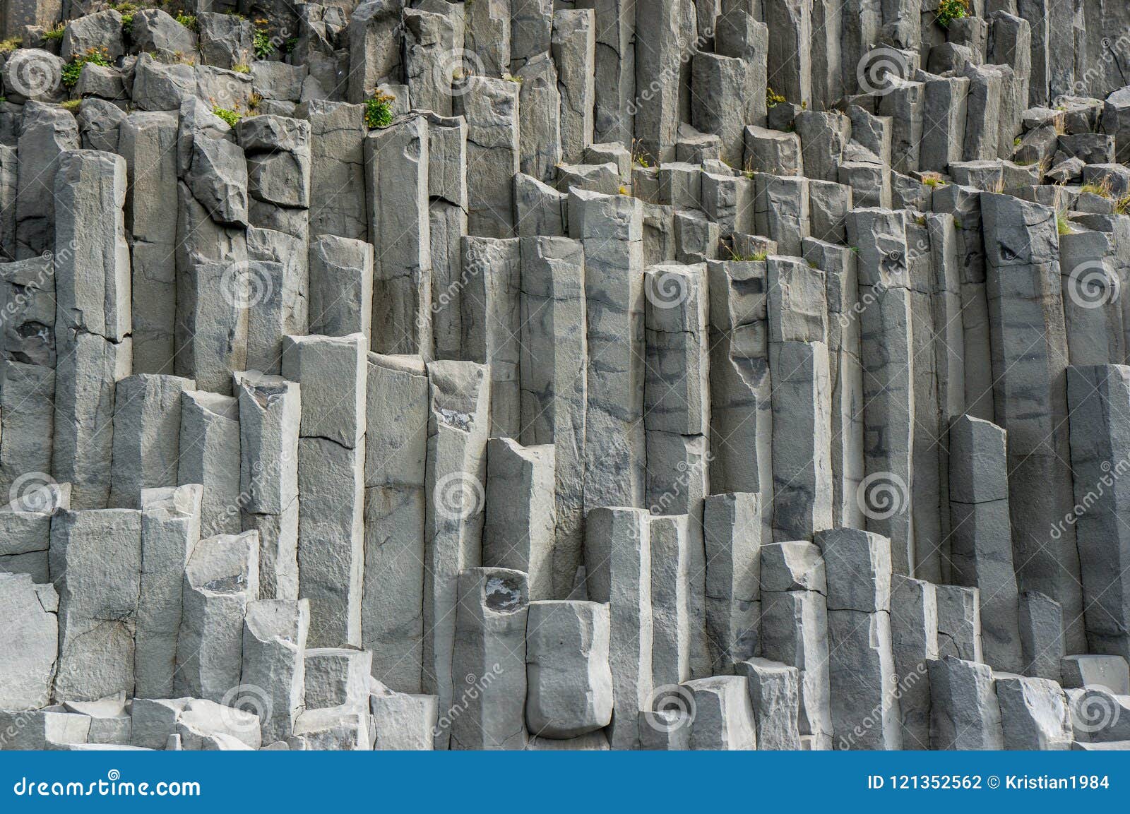Grey Basalt Columns of Varying Height and Thickness and Depth, I Stock ...