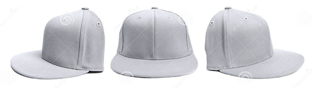 Grey Baseball Cap at Different Angles Stock Photo - Image of fitted ...