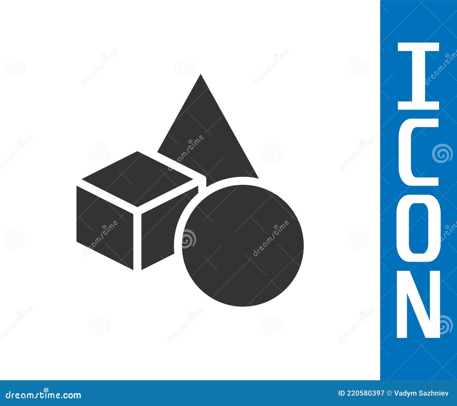 Grey Basic Geometric Shapes Icon Isolated on White Background. Vector ...