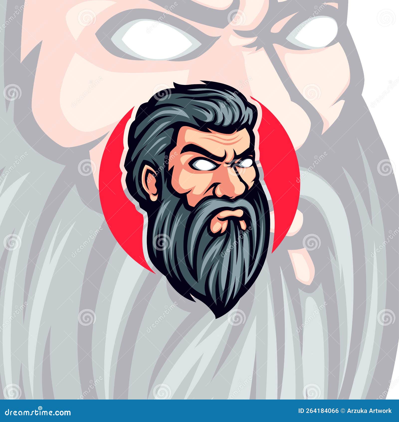 Grey Bearded Angry Old Man Head Vector Mascot Stock Vector ...