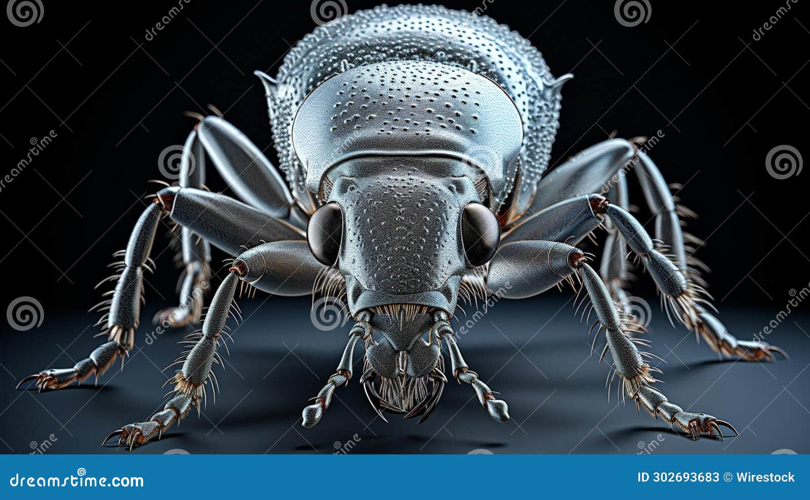 Big Grey Beetle Standing On Six Legs With Long Antennae Cartoon Vector ...