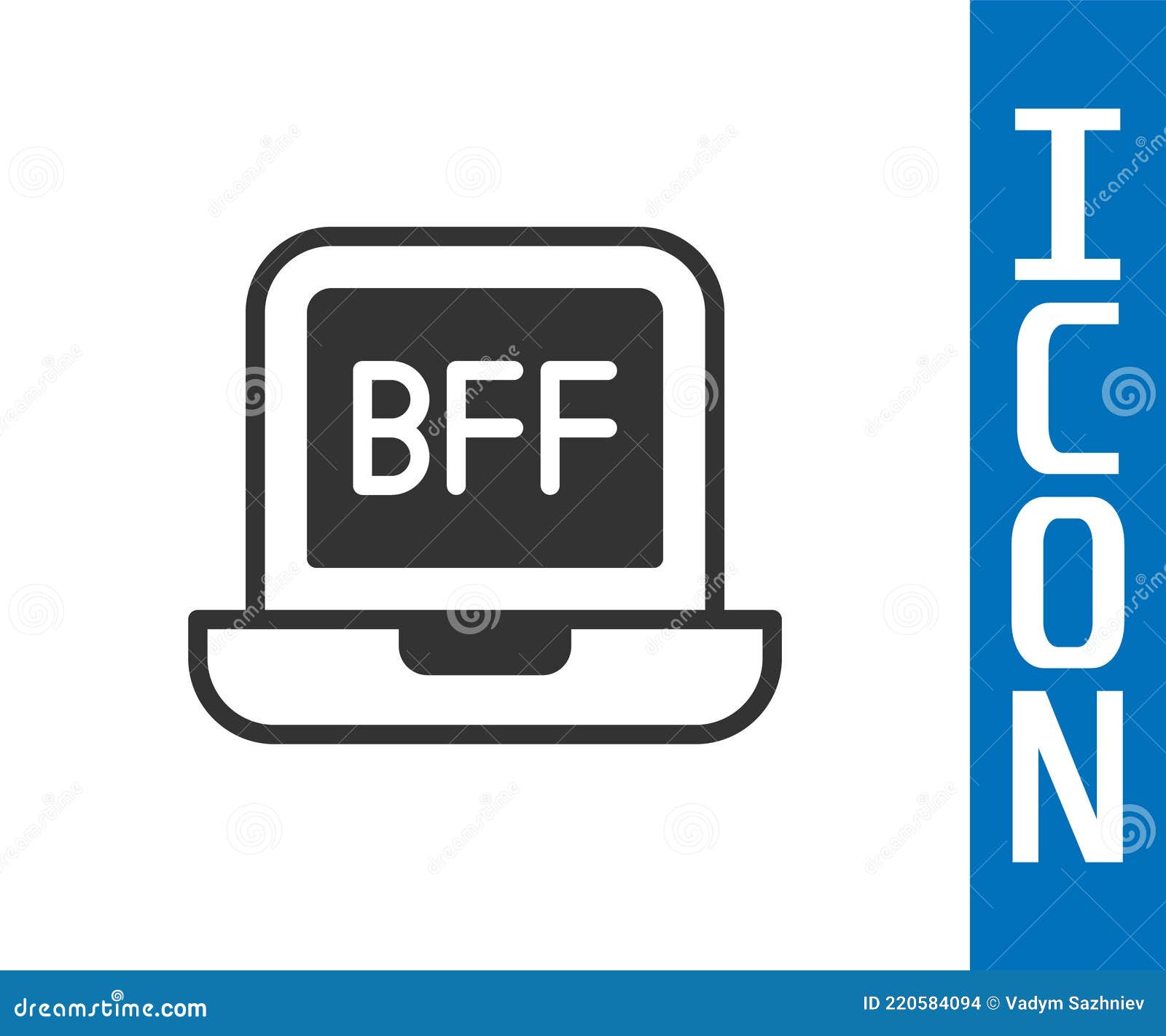Grey BFF or Best Friends Forever Icon Isolated on White Background ...