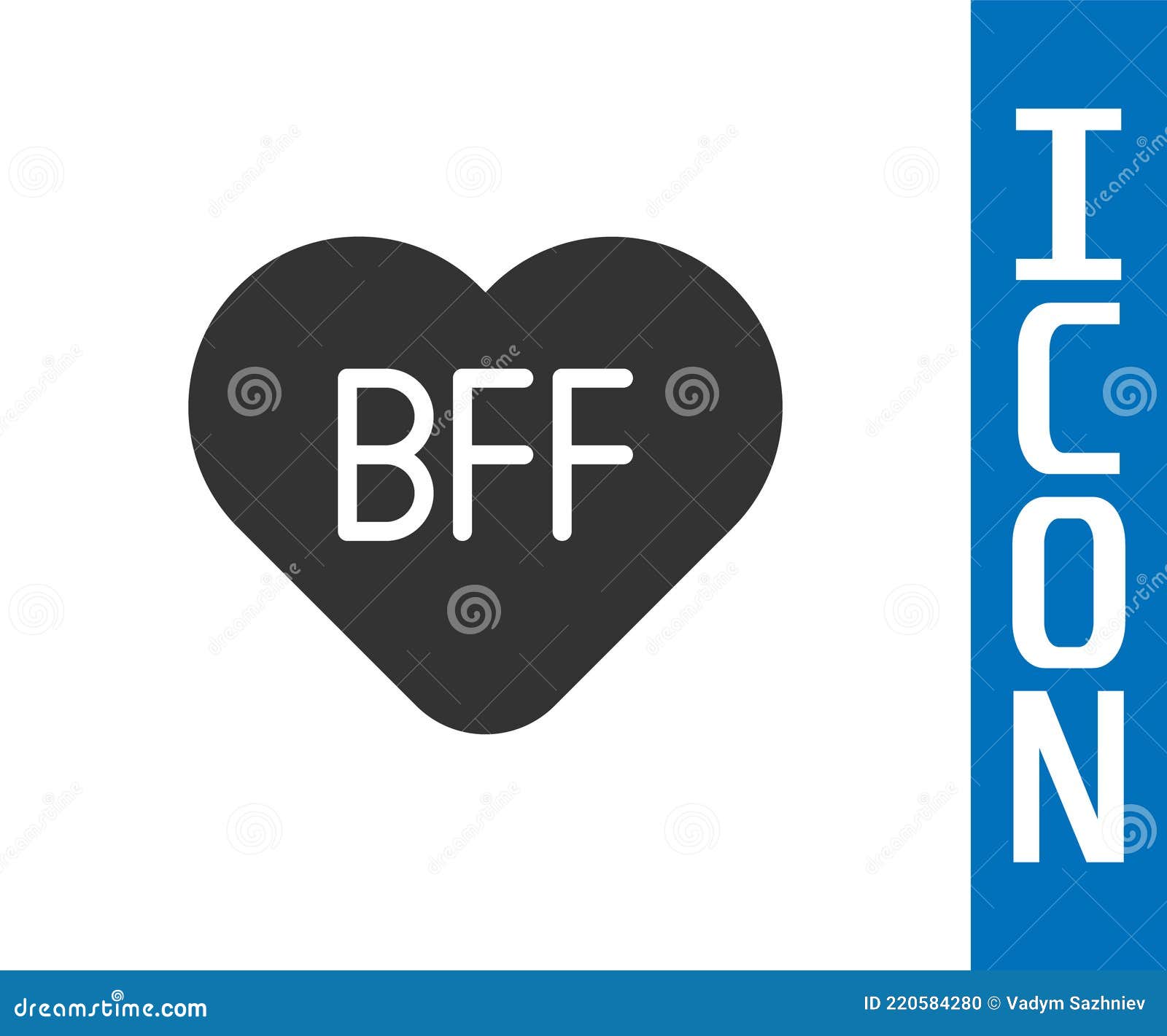 Grey BFF or Best Friends Forever Icon Isolated on White Background ...
