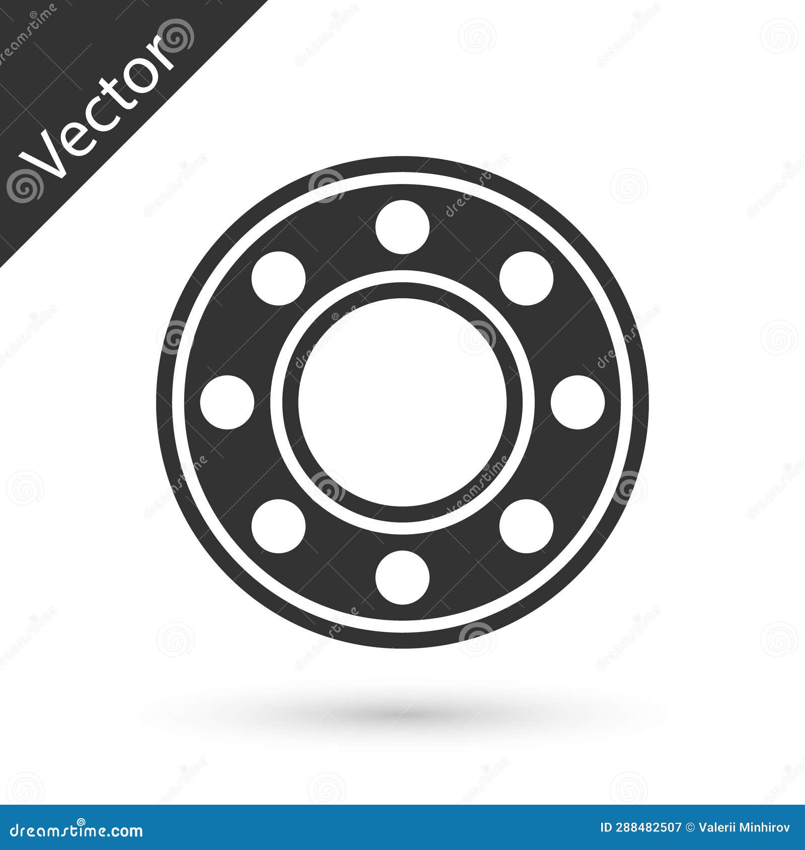 Grey Bicycle Ball Bearing Icon Isolated on White Background. Vector ...