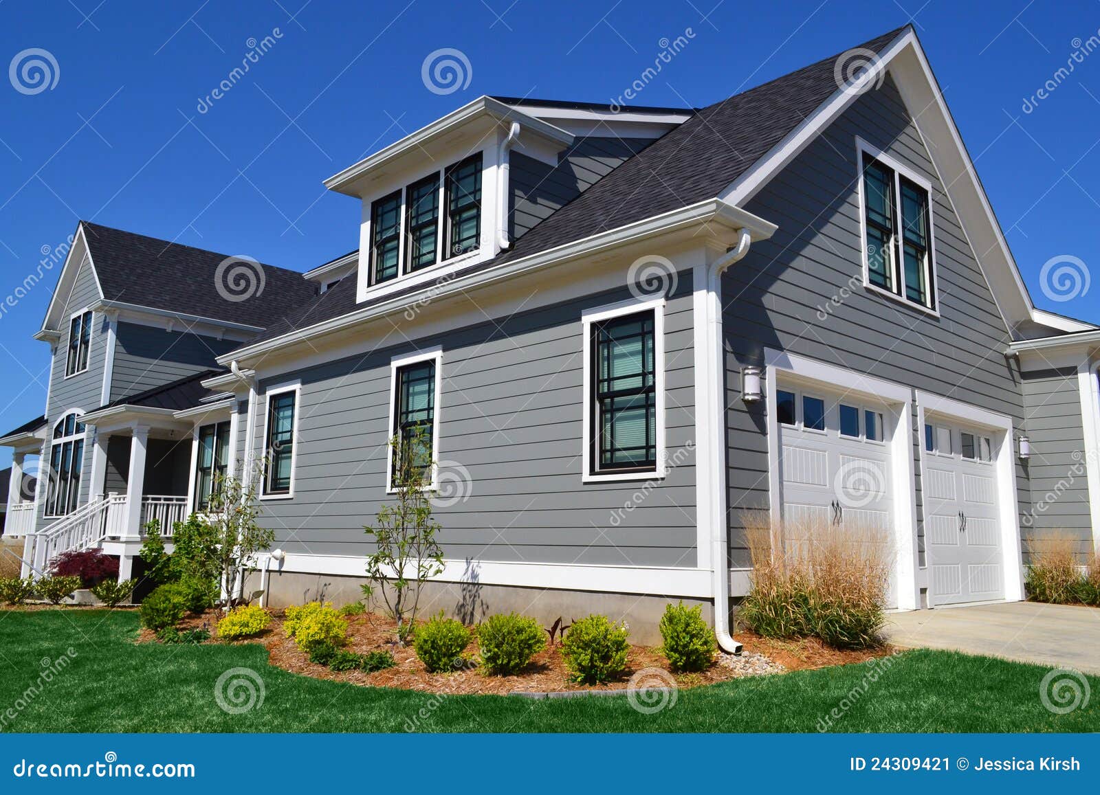 Grey and Black Cape Cod Style Home Stock Image - Image of cape, house ...