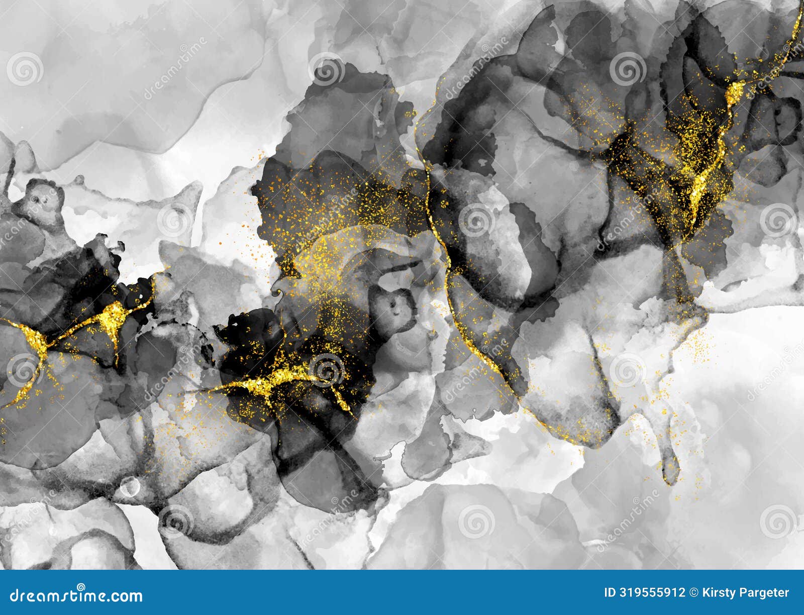 Grey Black and Gold Hand Painted Alcohol Background Stock Vector ...