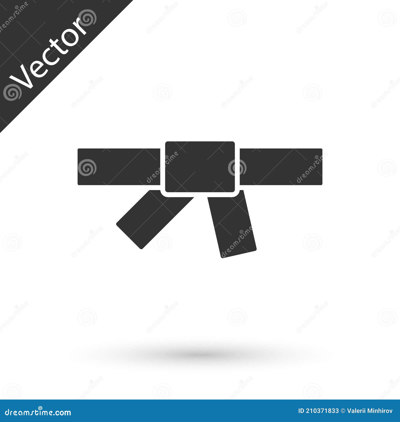 Grey Black Karate Belt Icon Isolated on White Background. Vector Stock ...