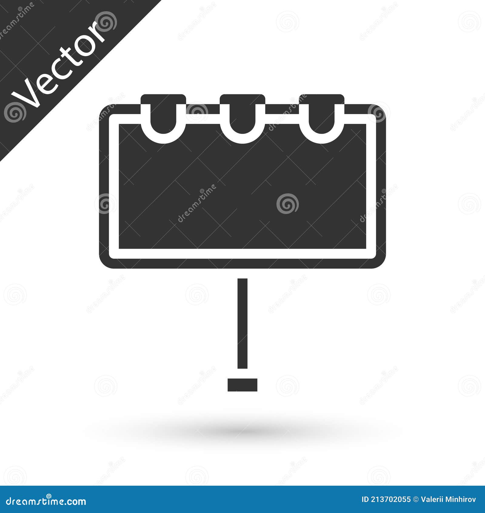 Grey Blank Big Billboard with Lights Icon Isolated on White Background ...