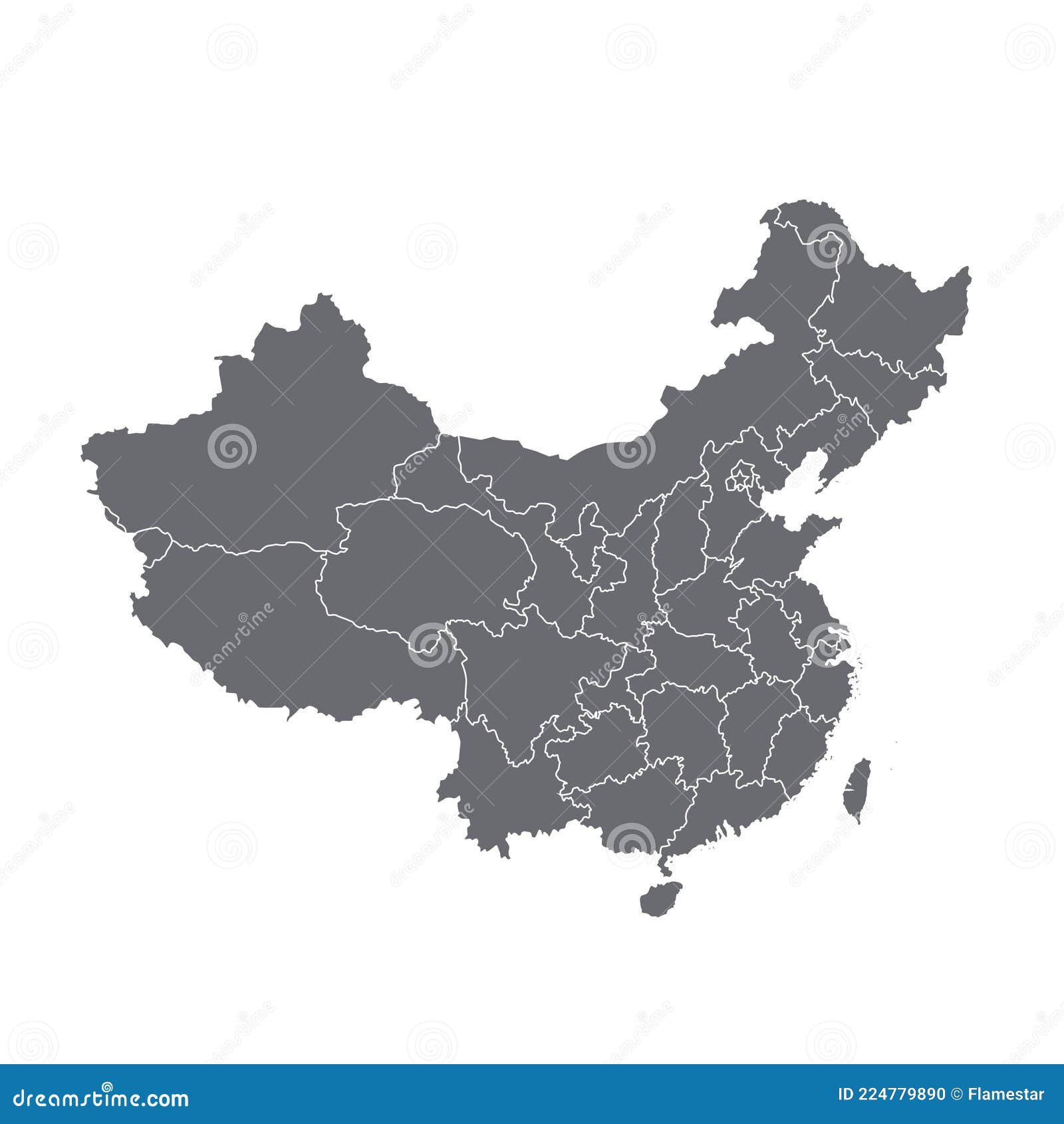 Grey Blank China Map. Flat Vector Illustration Stock Vector ...