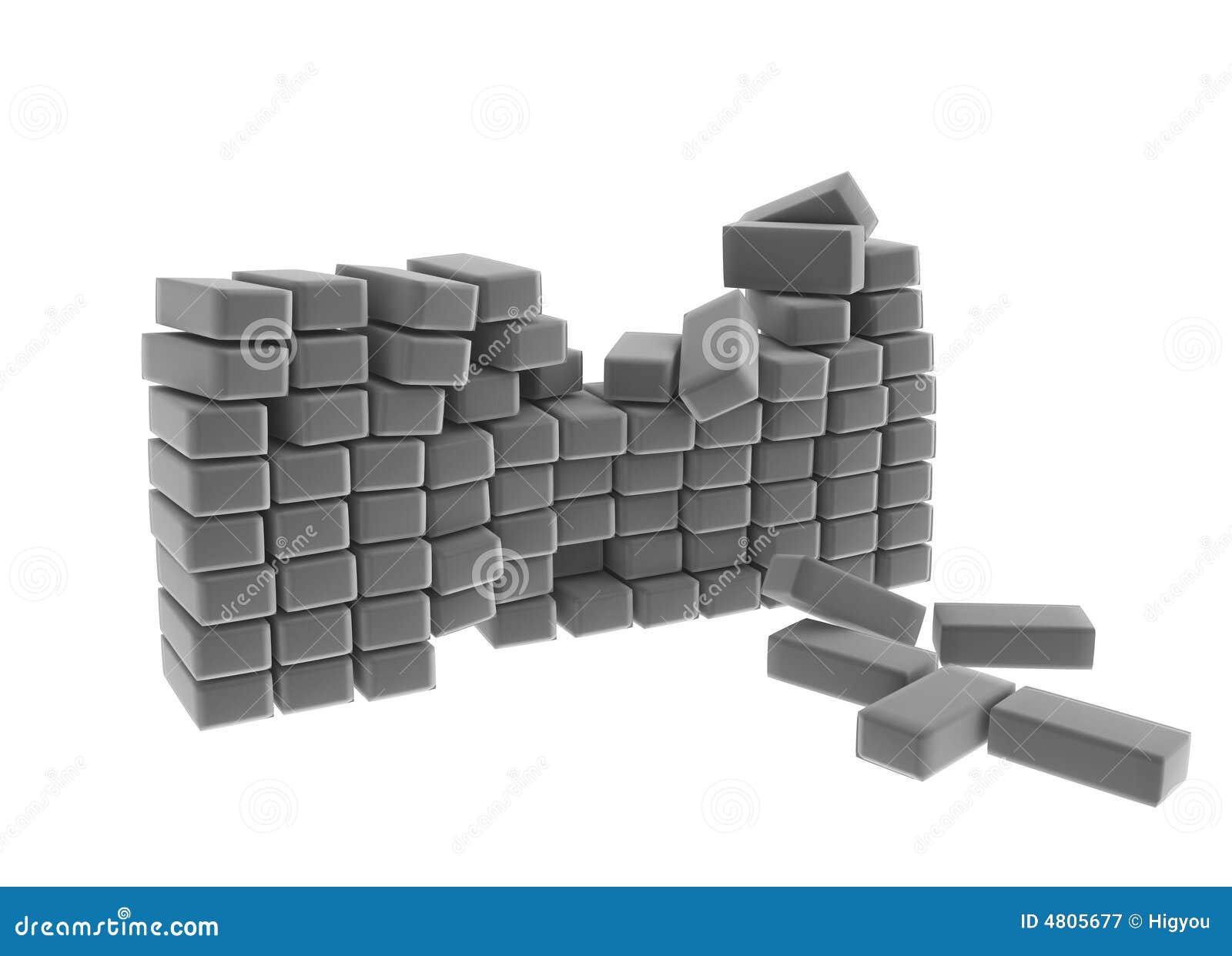 Grey Block Wall stock illustration. Illustration of destroy - 4805677