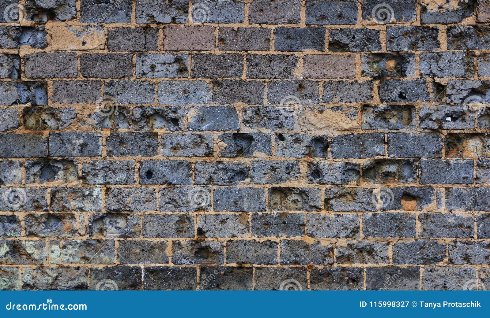 Broken Blue, Grey Brick Wall Texture Stock Image - Image of brown ...